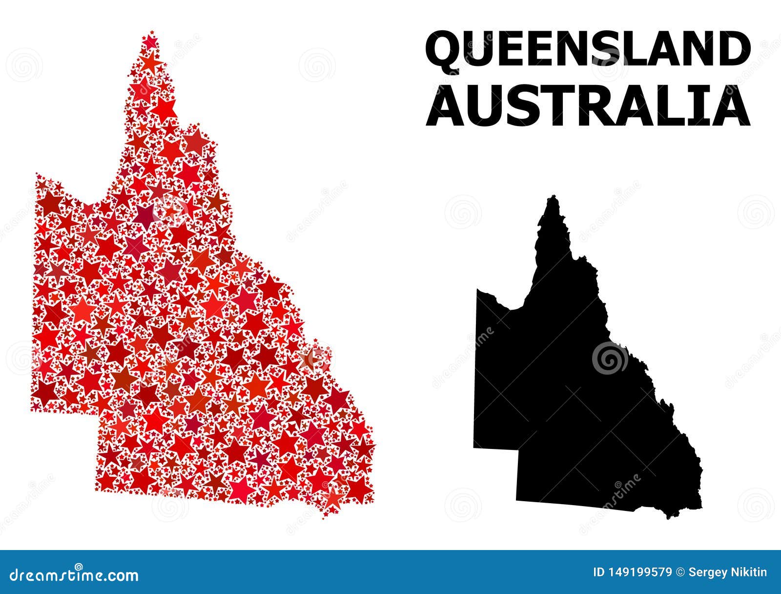 Red Star Mosaic Map of Australian Queensland Stock Illustration ...