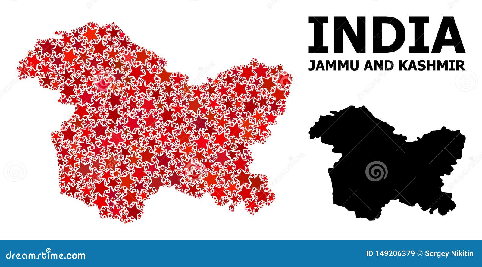 Red Star Mosaic Map of Jammu and Kashmir State Stock Image - Image of ...