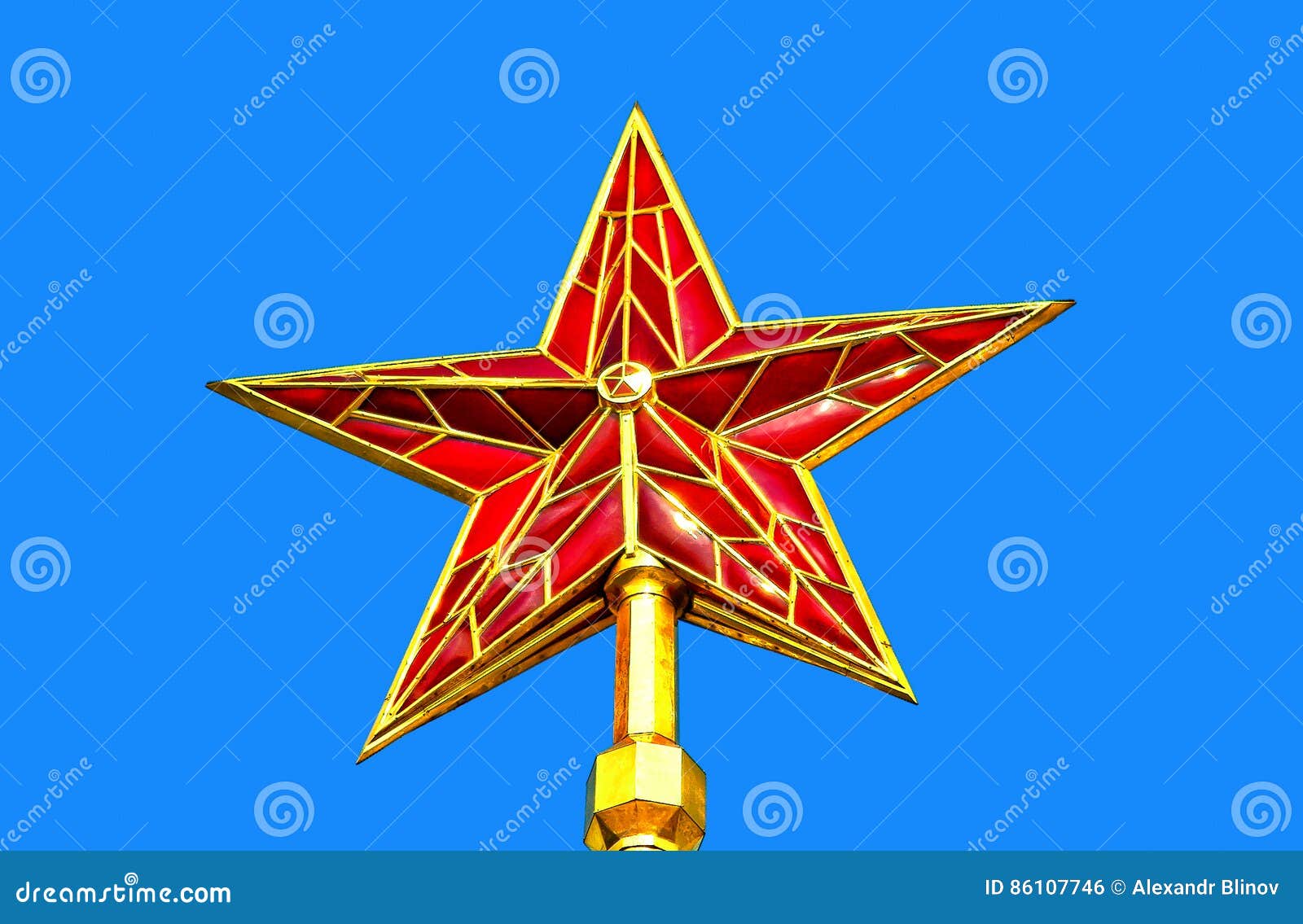 Red Star of Moscow Kremlin Tower Against the Blue Sky Stock Photo ...