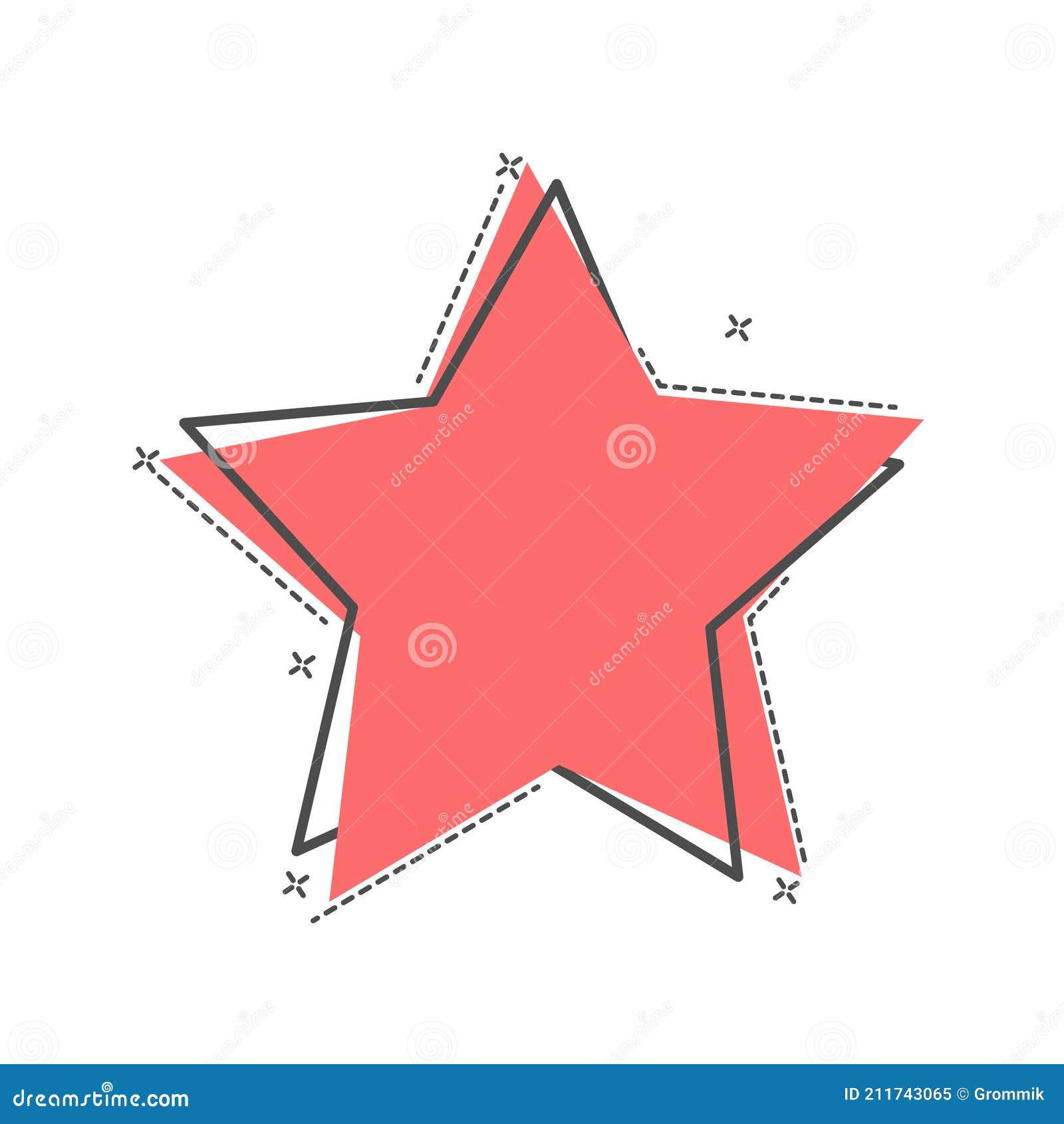 Red Star with Outline and Colored Silhouette Stock Vector ...