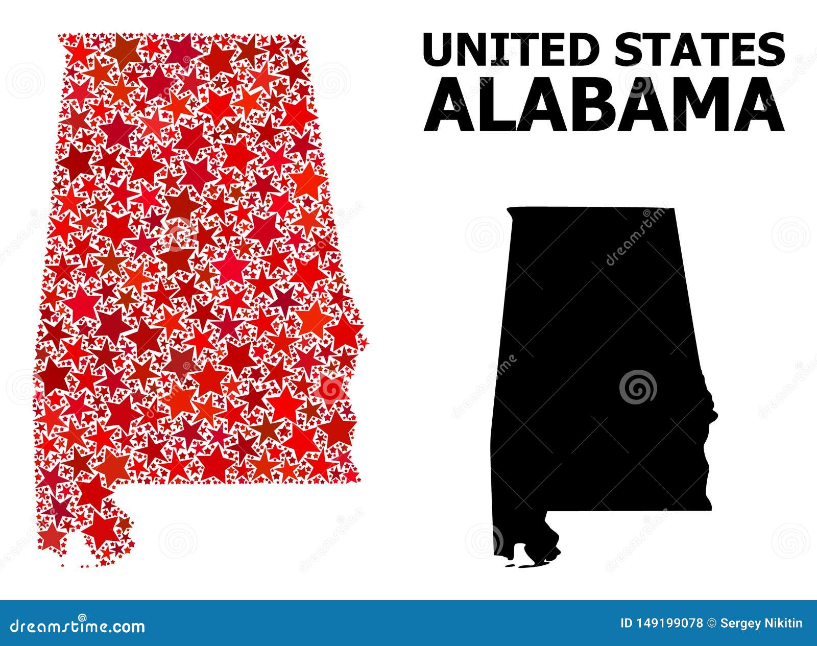 Red Star Pattern Map of Alabama State Stock Photo - Image of flat ...