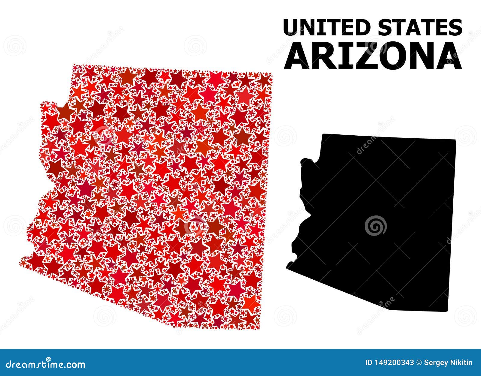 Red Star Pattern Map of Arizona State Stock Image - Image of geographic ...