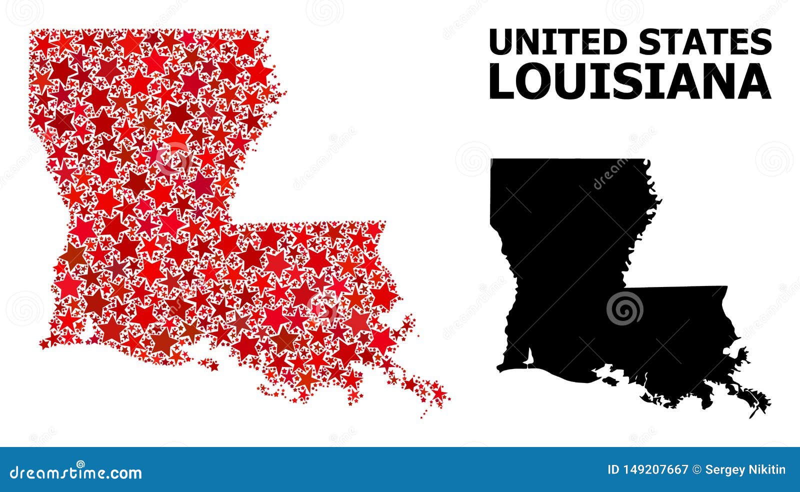 Red Star Pattern Map of Louisiana State Stock Image - Image of ...