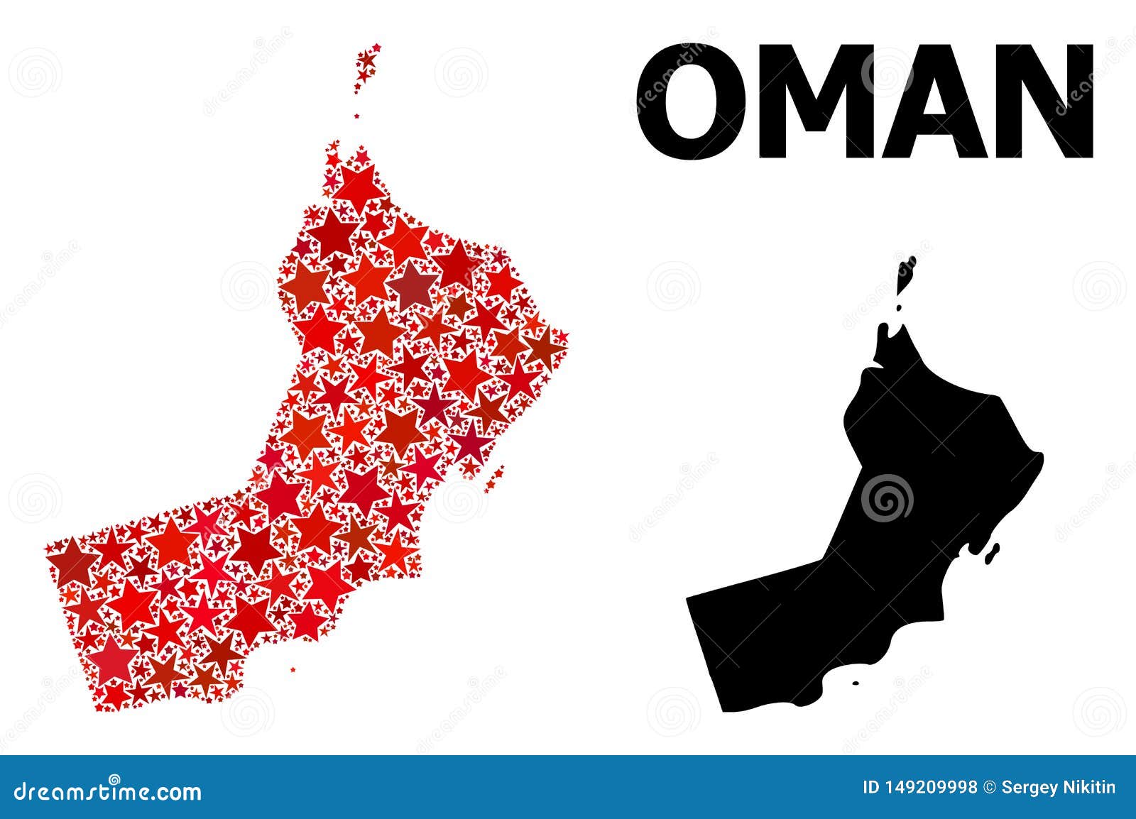 Red Star Pattern Map of Oman Stock Illustration - Illustration of ...