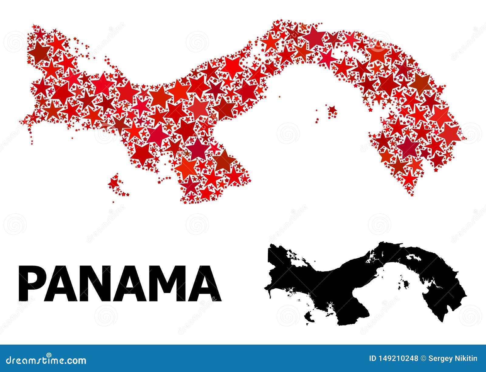 Red Star Pattern Map of Panama Stock Illustration - Illustration of ...