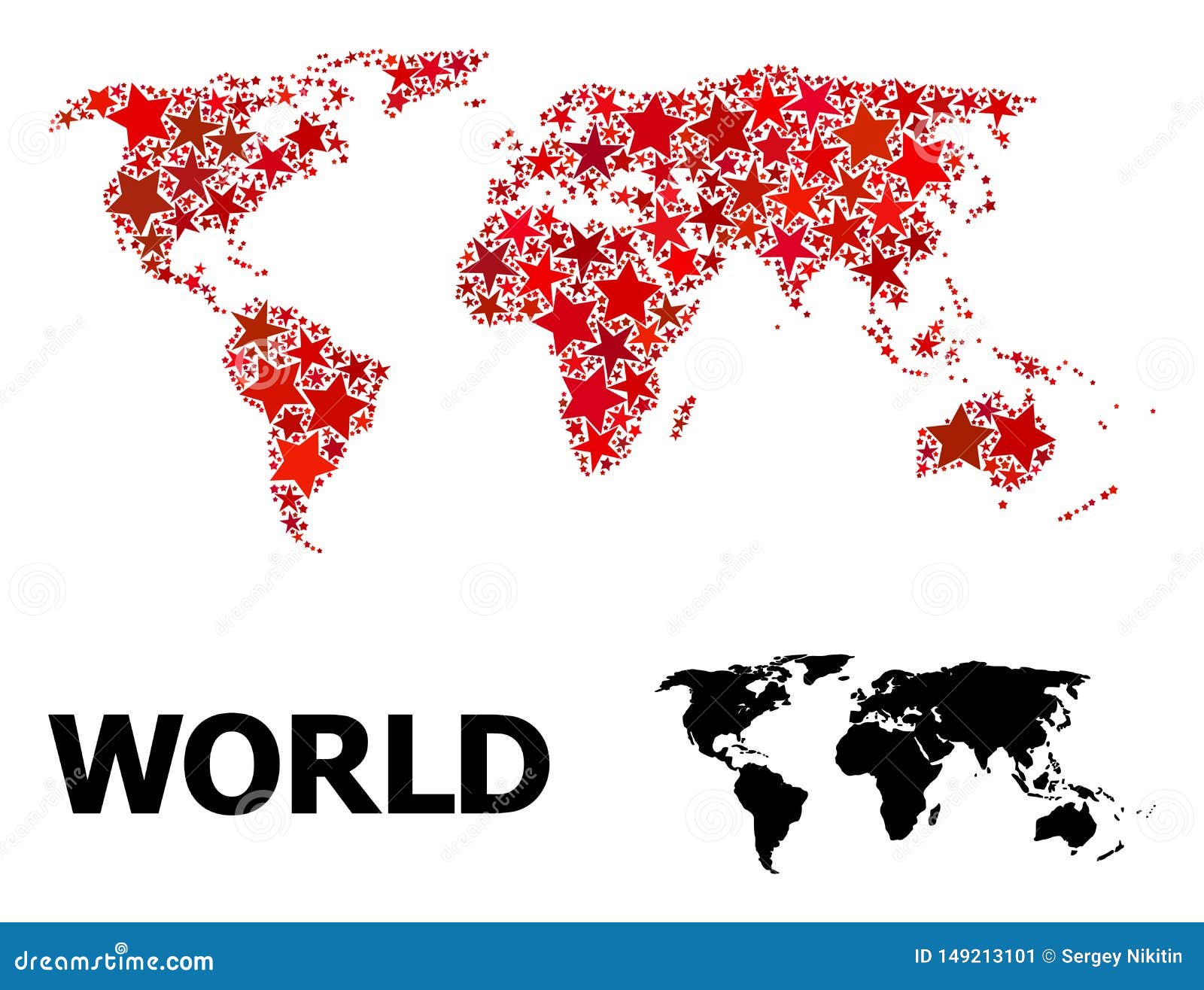 Red Star Pattern Map of World Stock Illustration - Illustration of ...