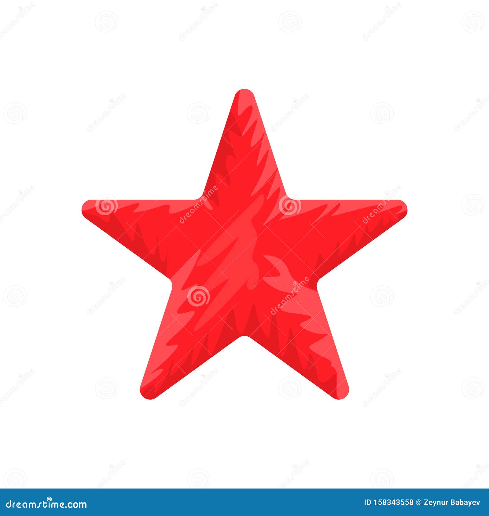Red Star Shape with Hand Drawn Style. Solid and Flat Color Vector ...