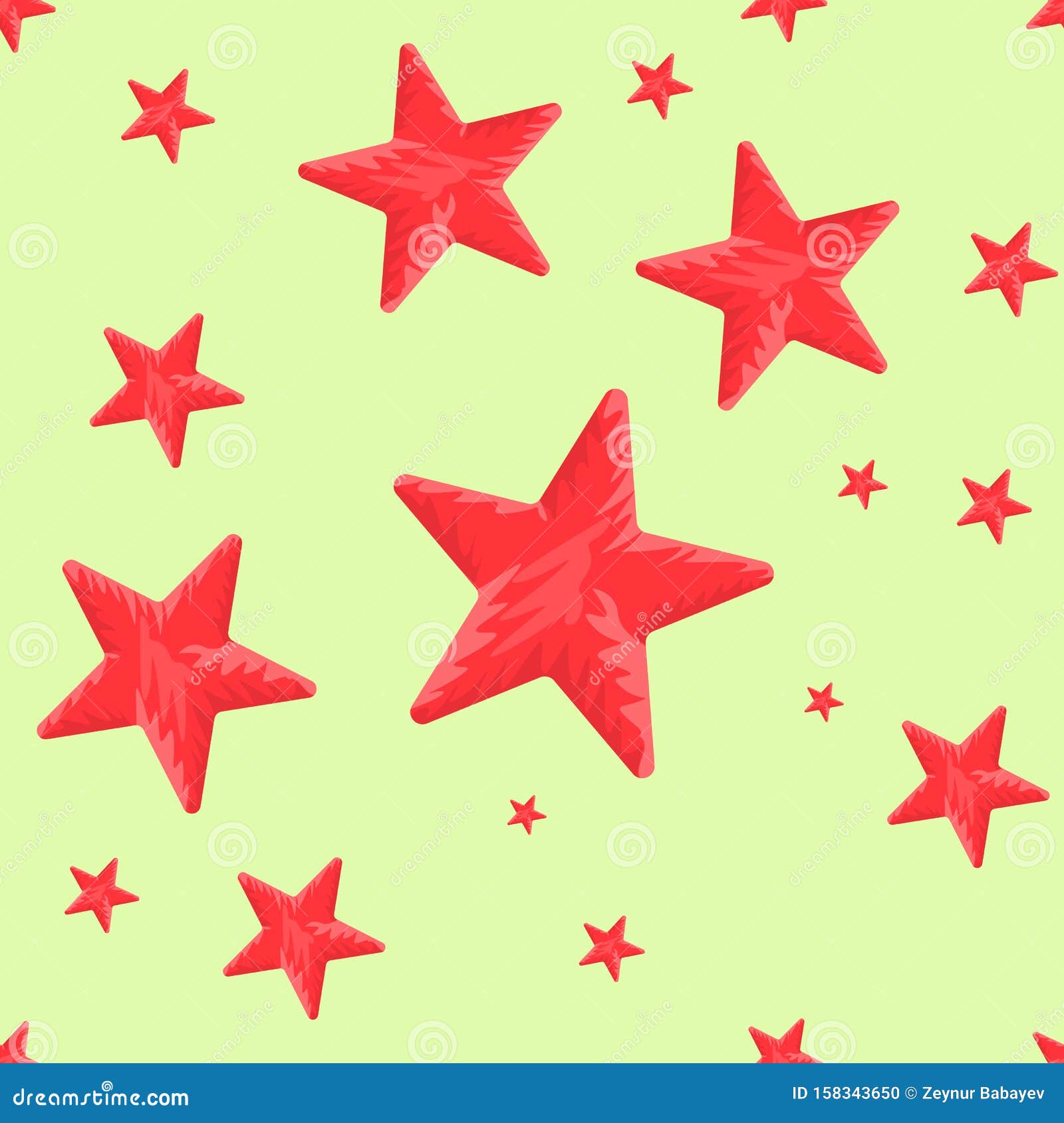 Red Star Shape Seamless with Hand Drawn Style. Solid and Flat Color ...