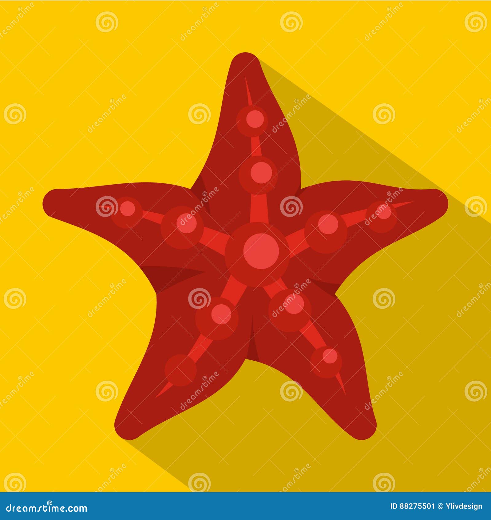 Red Starfish Icon, Flat Style Stock Vector - Illustration of life ...