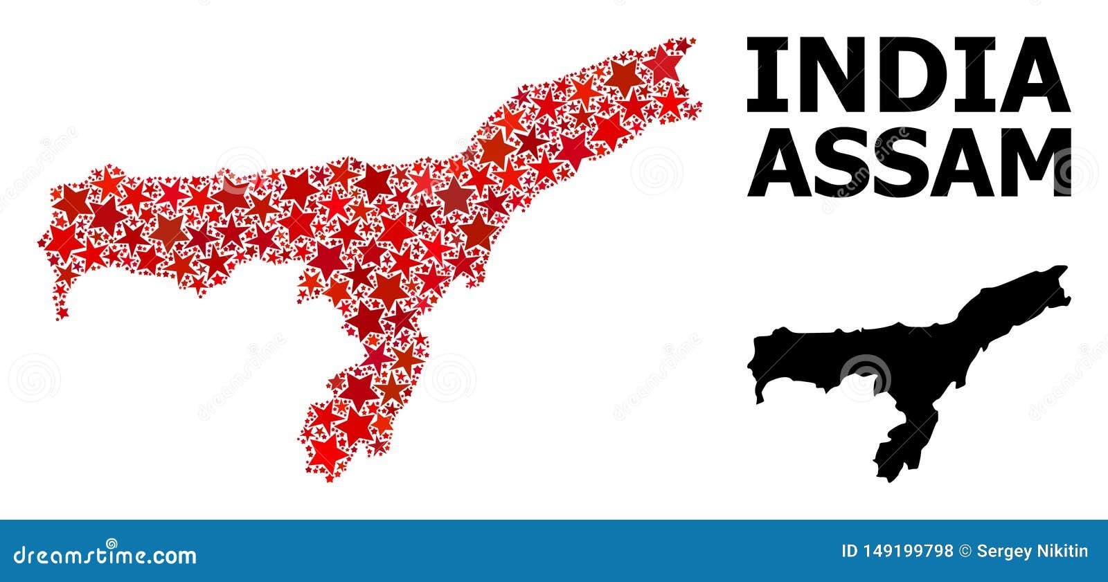 Red Starred Mosaic Map of Assam State Stock Illustration - Illustration ...