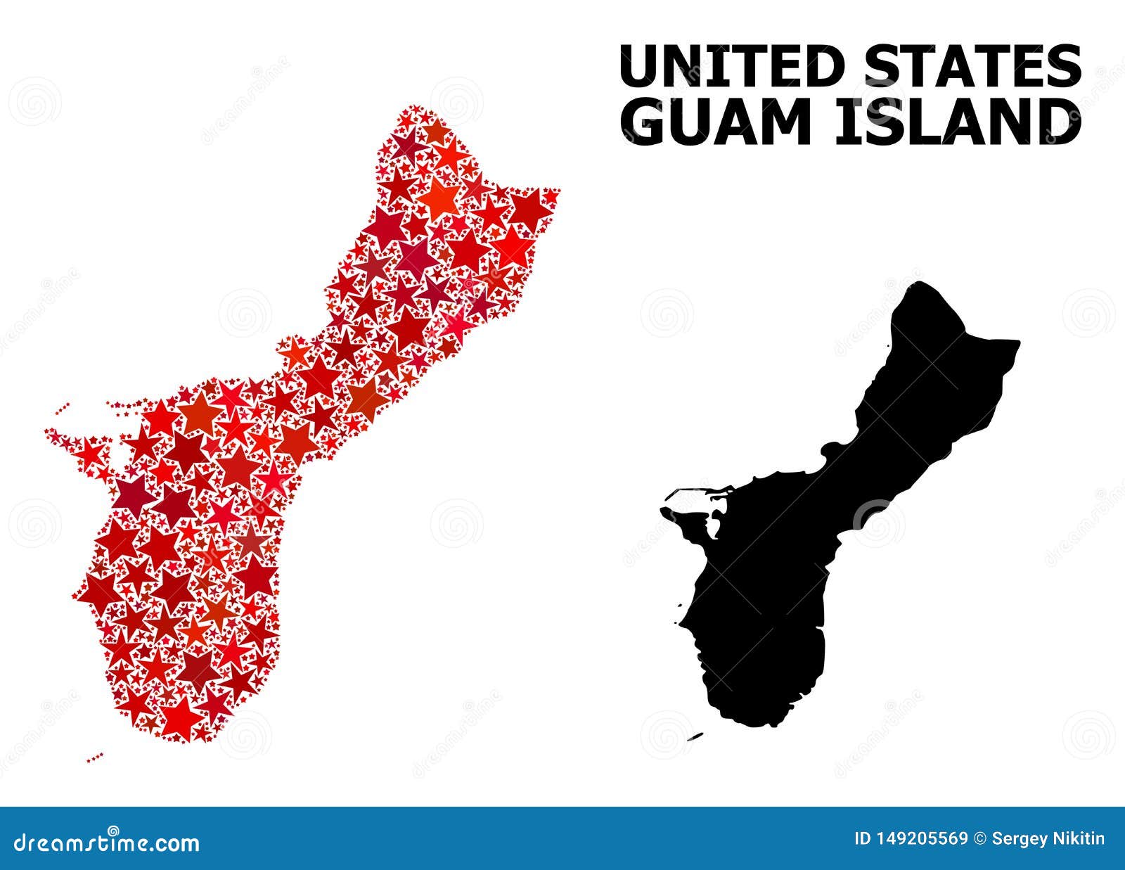 Red Starred Mosaic Map of Guam Island Stock Illustration - Illustration ...