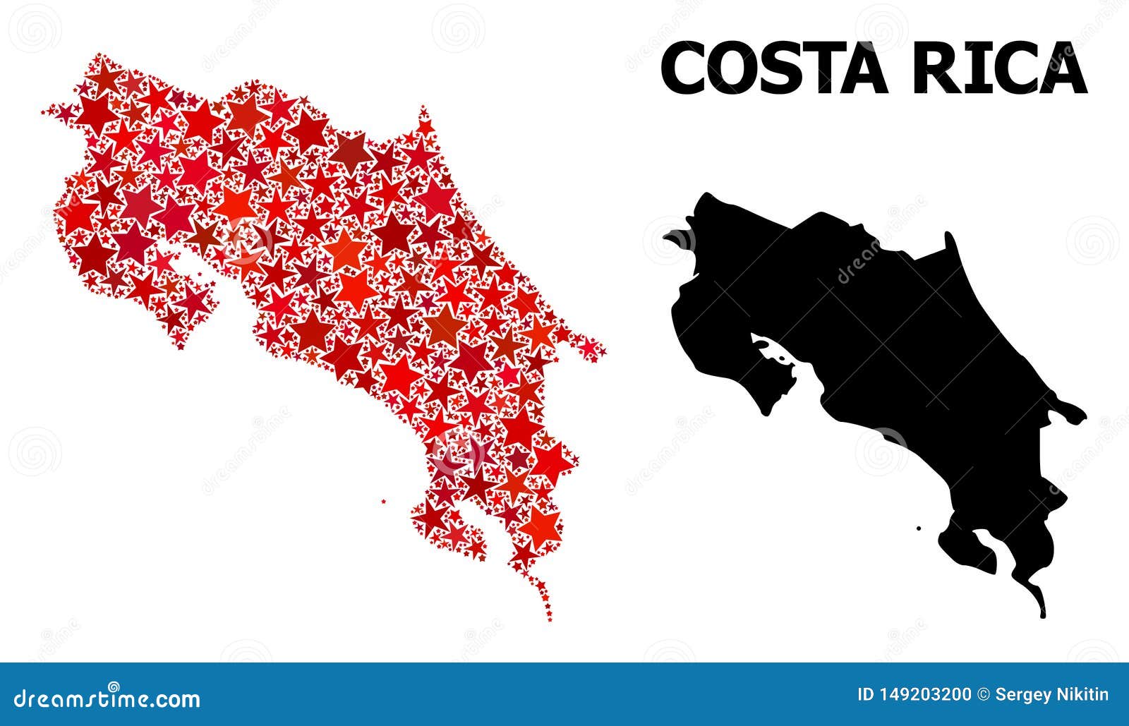 Red Starred Pattern Map of Costa Rica Stock Illustration - Illustration ...