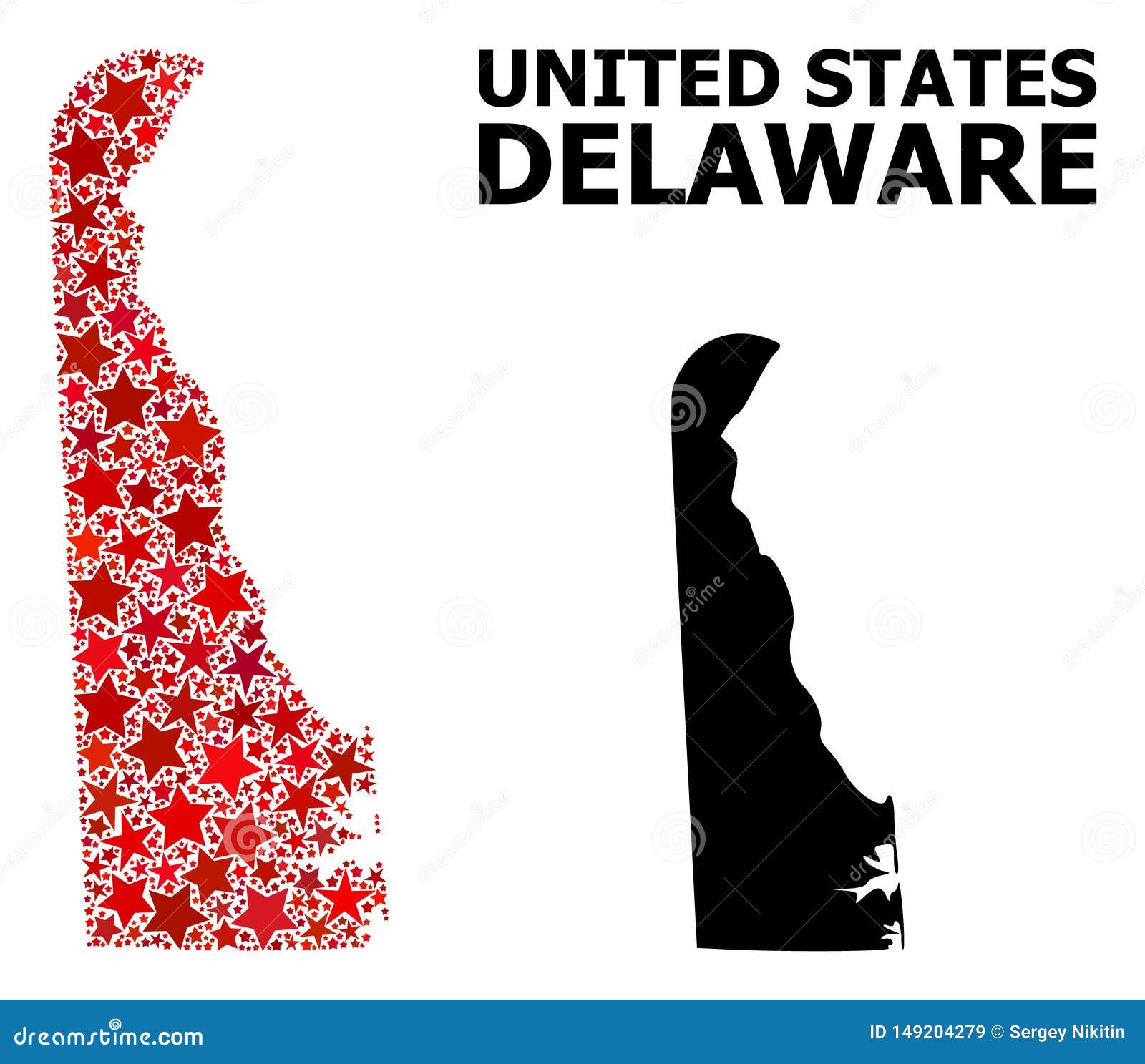 Red Starred Pattern Map of Delaware State Stock Illustration ...