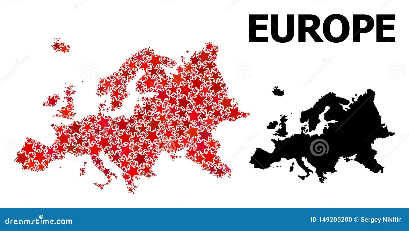 Red Starred Pattern Map of Europe Stock Illustration - Illustration of ...