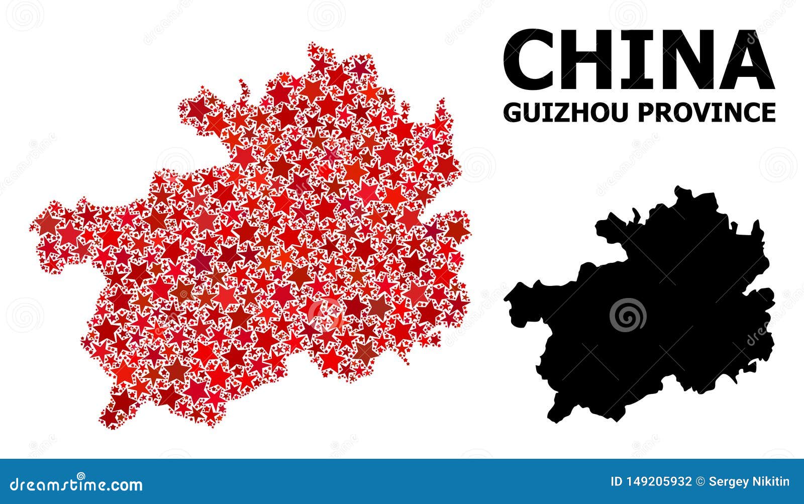Red Starred Pattern Map of Guizhou Province Stock Illustration ...