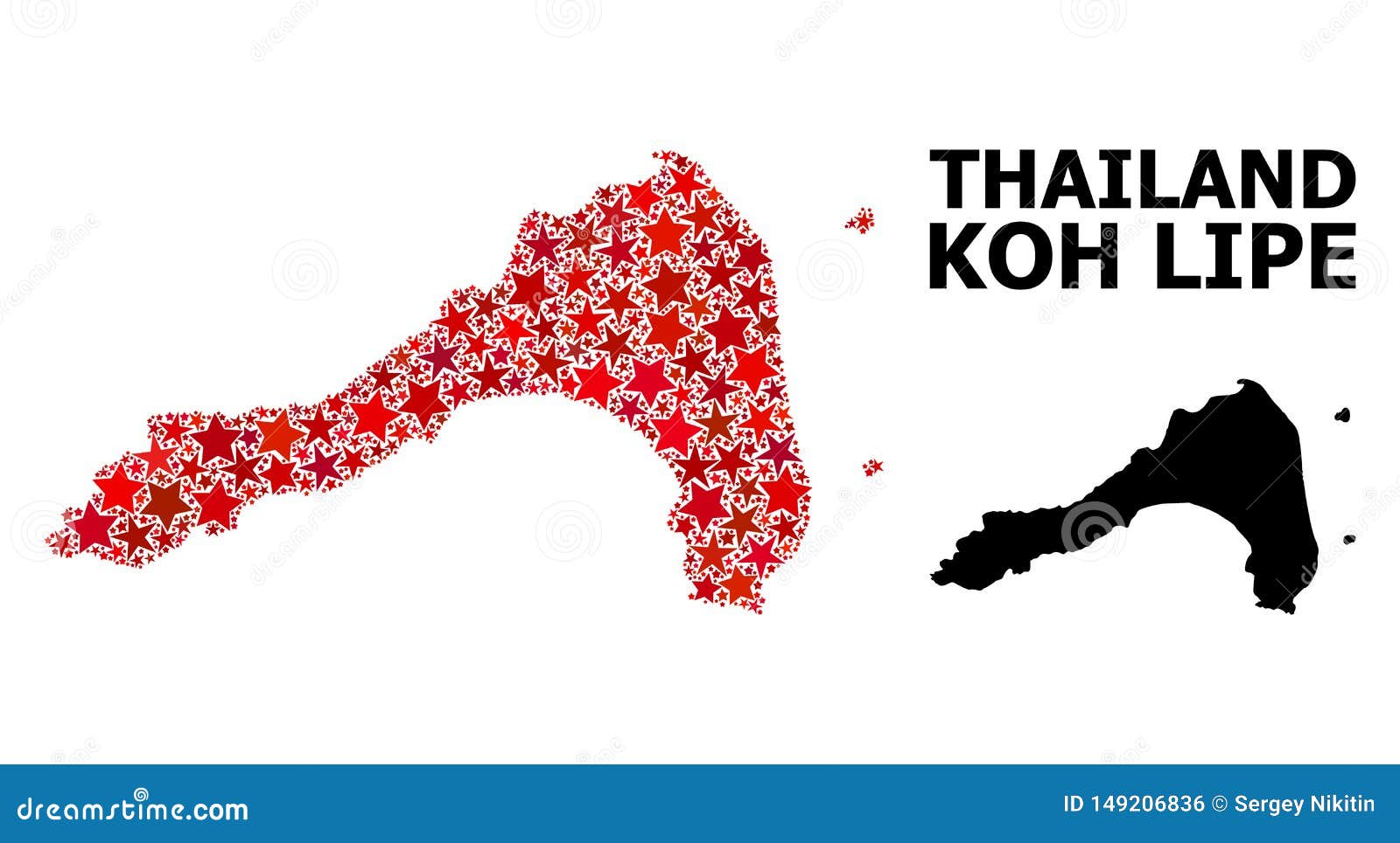 Red Starred Pattern Map of Koh Lipe Stock Illustration - Illustration ...