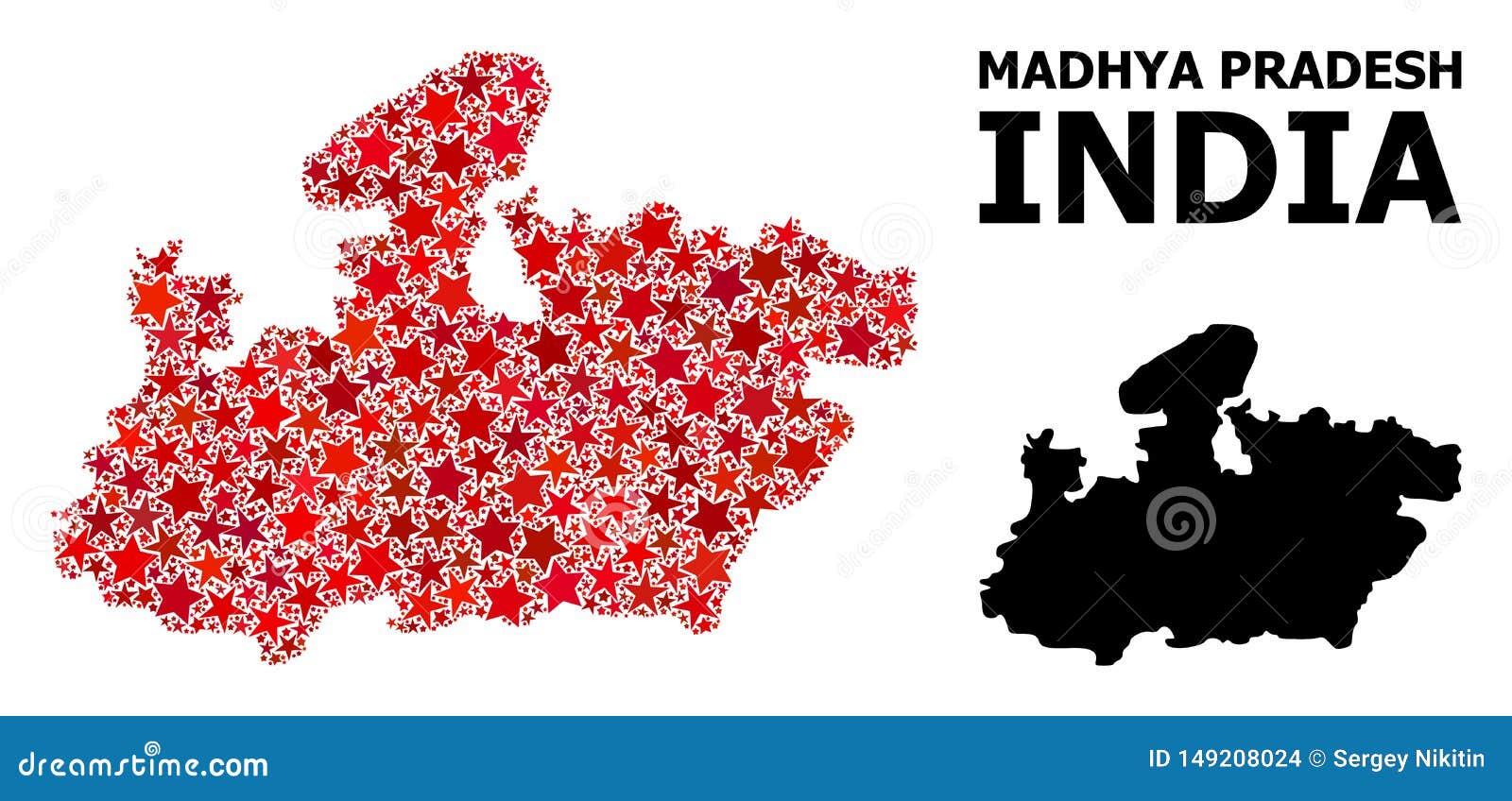 Red Starred Pattern Map of Madhya Pradesh State Stock Illustration ...