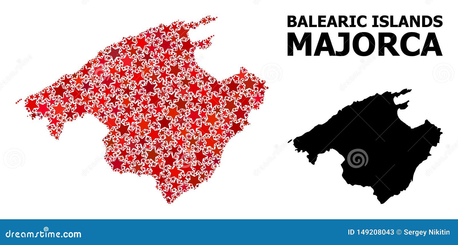 Red Starred Pattern Map of Majorca Stock Illustration - Illustration of ...