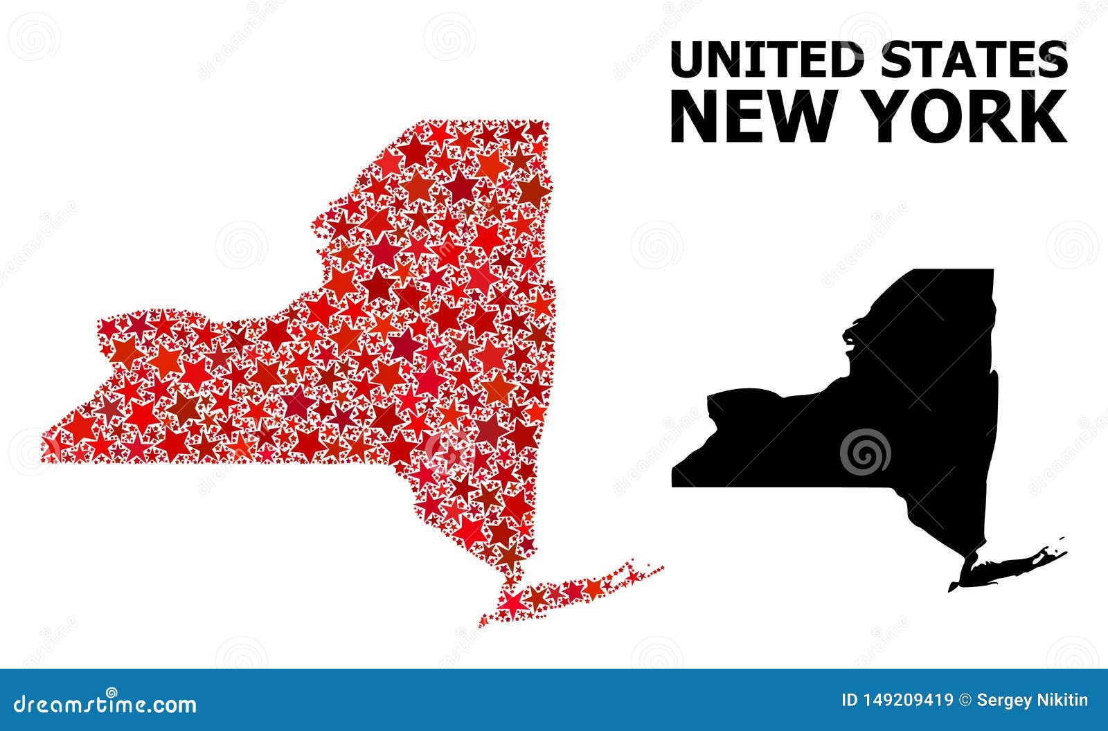 Red Starred Pattern Map of New York State Stock Illustration ...