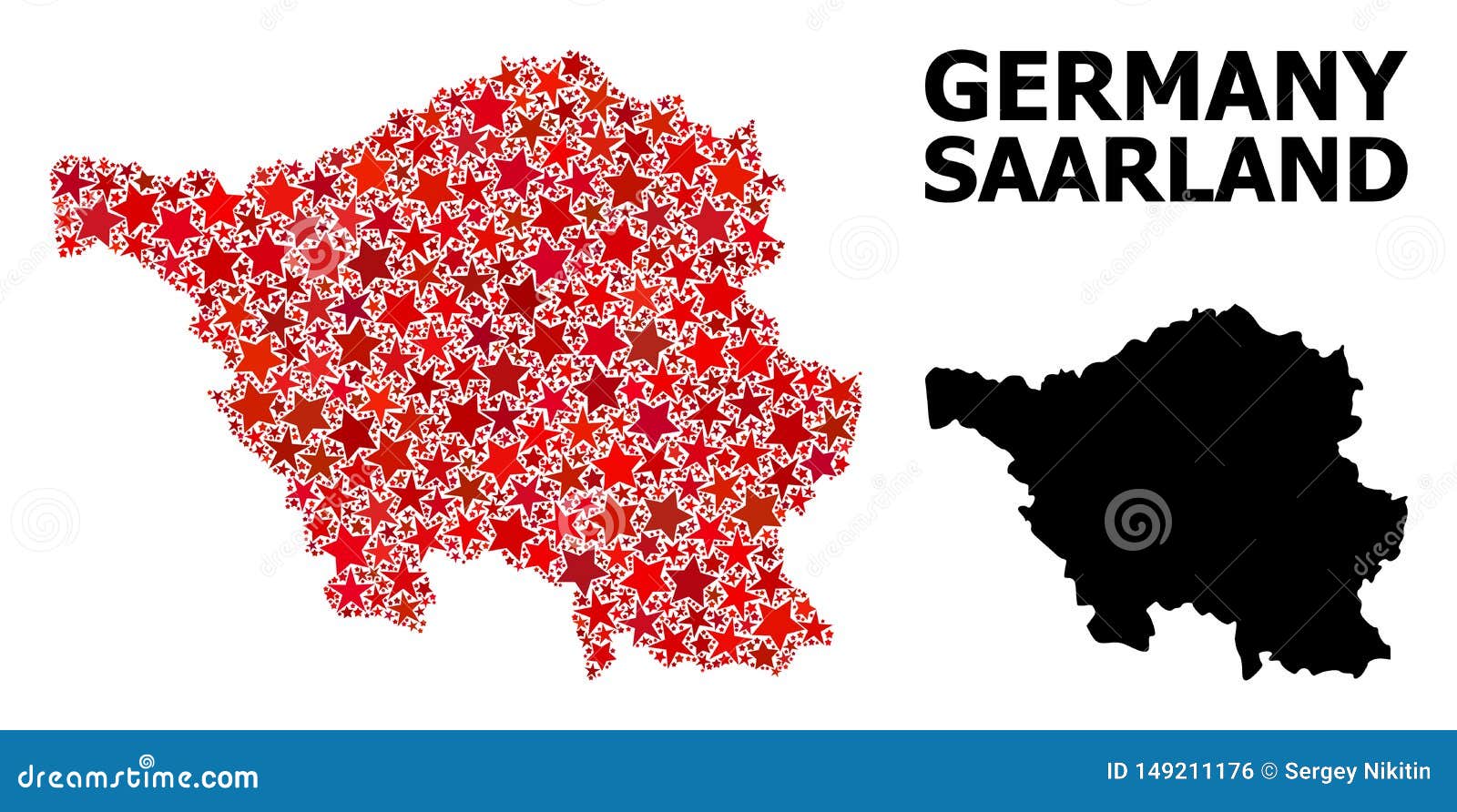 Red Starred Pattern Map of Saarland State Stock Photo - Image of flat ...