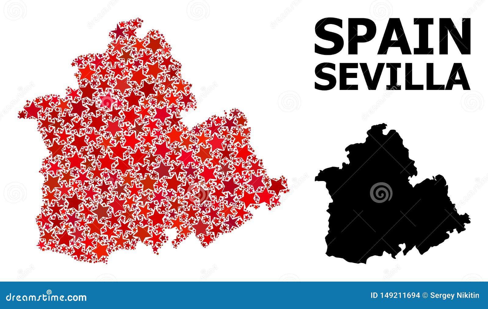 Red Starred Pattern Map of Sevilla Province Stock Illustration ...