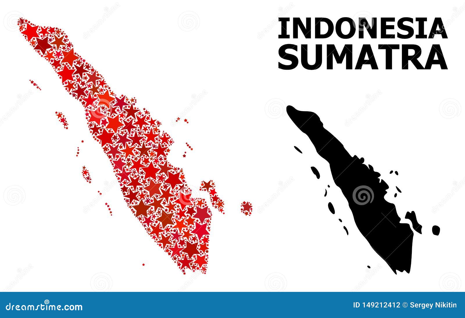 Red Starred Pattern Map of Sumatra Island Stock Illustration ...
