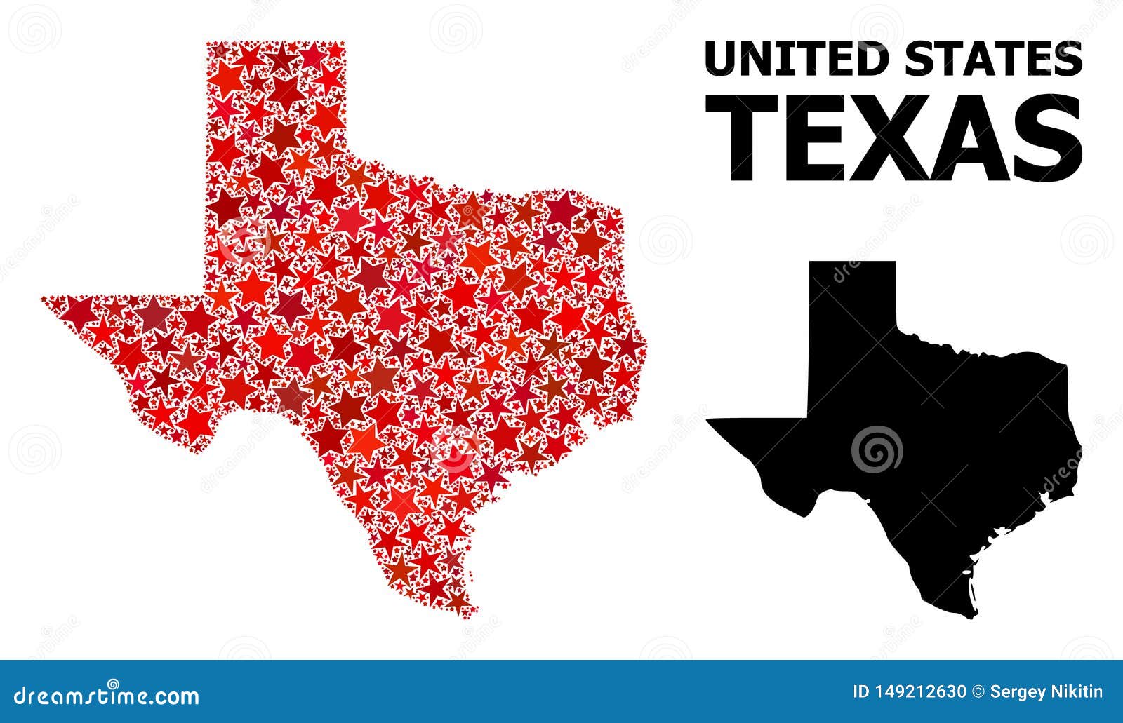 Red Starred Pattern Map of Texas State Stock Illustration ...