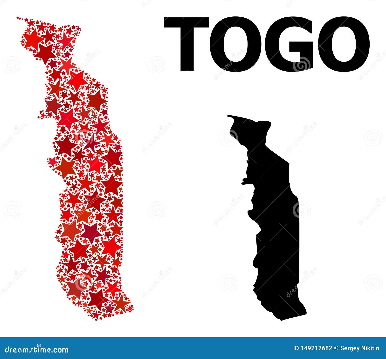 Red Starred Pattern Map of Togo Stock Illustration - Illustration of ...