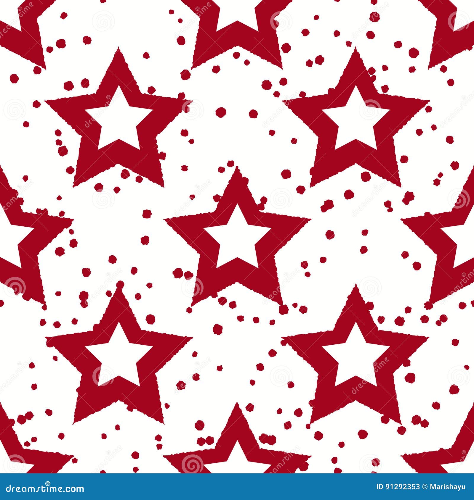 Red Stars Pattern with Spots Stock Illustration - Illustration of white ...