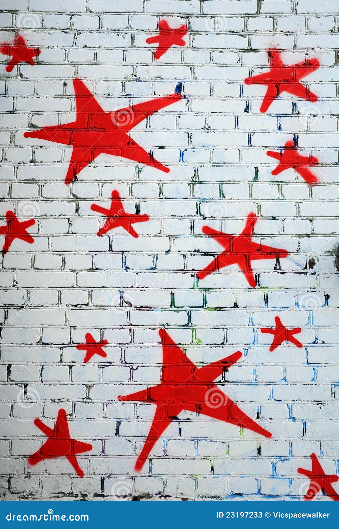 Red Stars on White Brick Wall Stock Image - Image of grungy, painted ...
