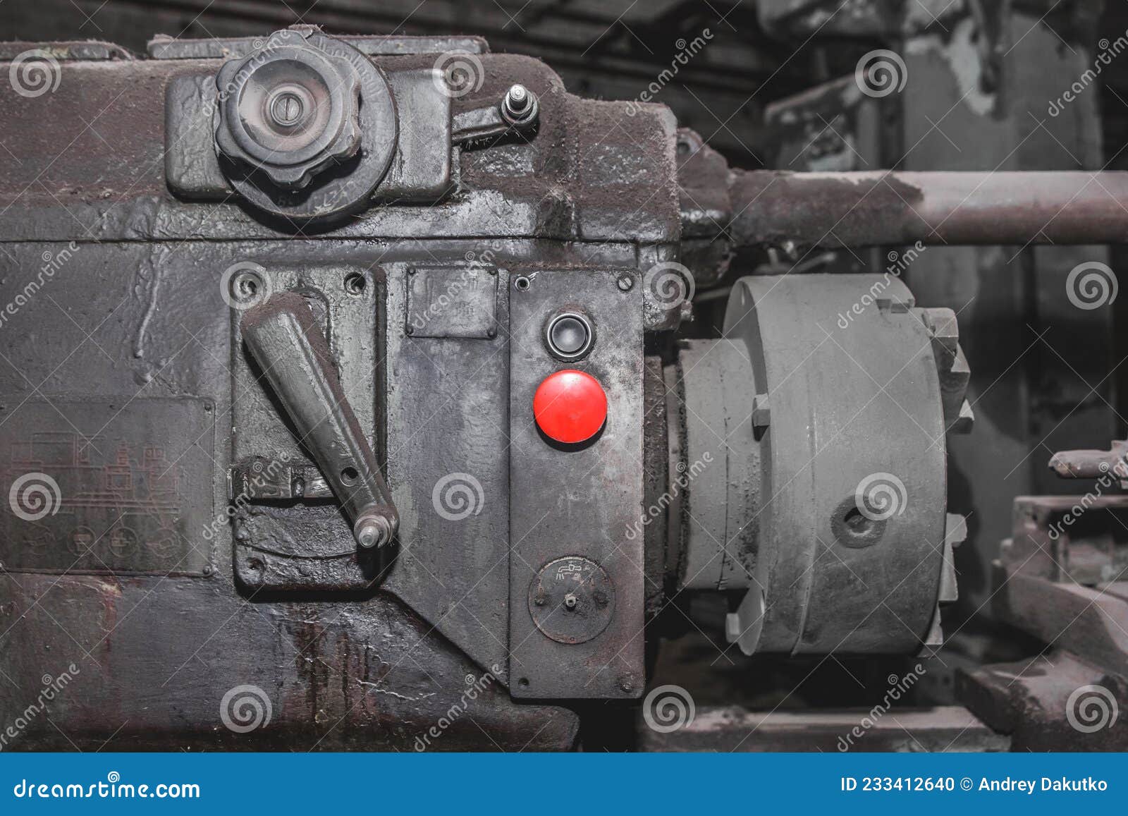 Red Start Button for Controlling Old Milling Machine Equipment in the ...