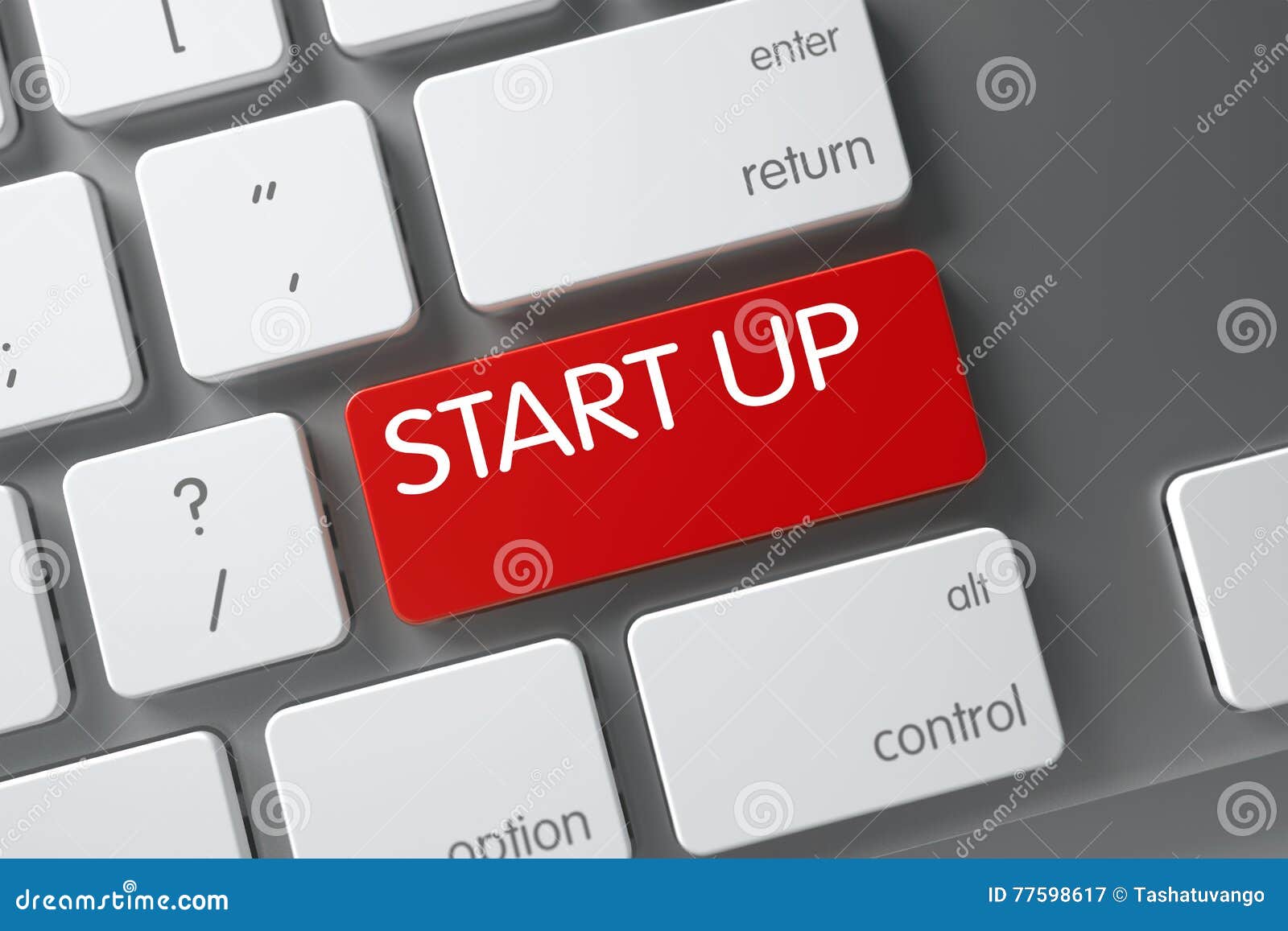 Red Start Up Keypad on Keyboard. 3D. Stock Image - Image of establish ...