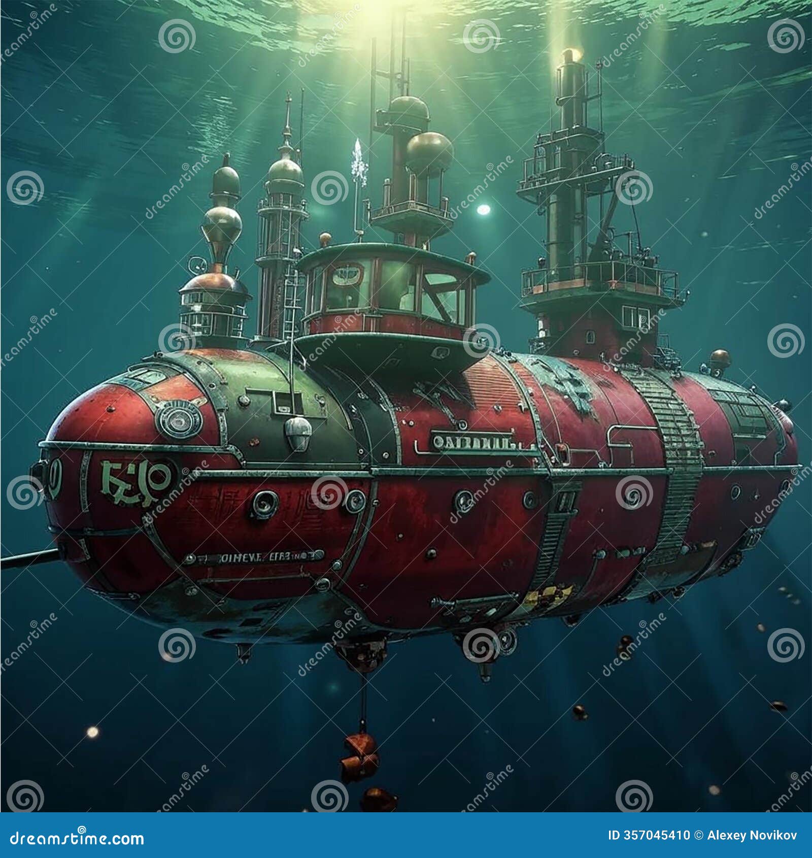 Steampunk Submarine Fantasy With Papercraft Magic Ai Generated Royalty ...