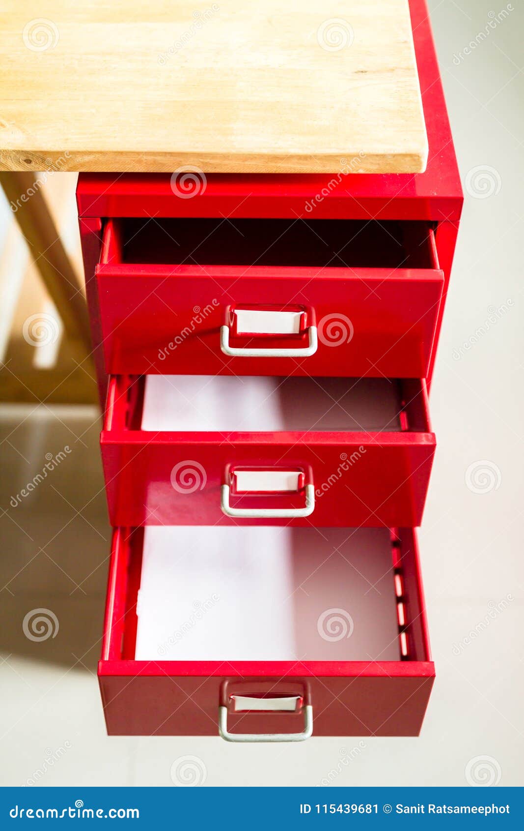 Red Steel Drawer for Documents. Stock Image - Image of interior, handle ...