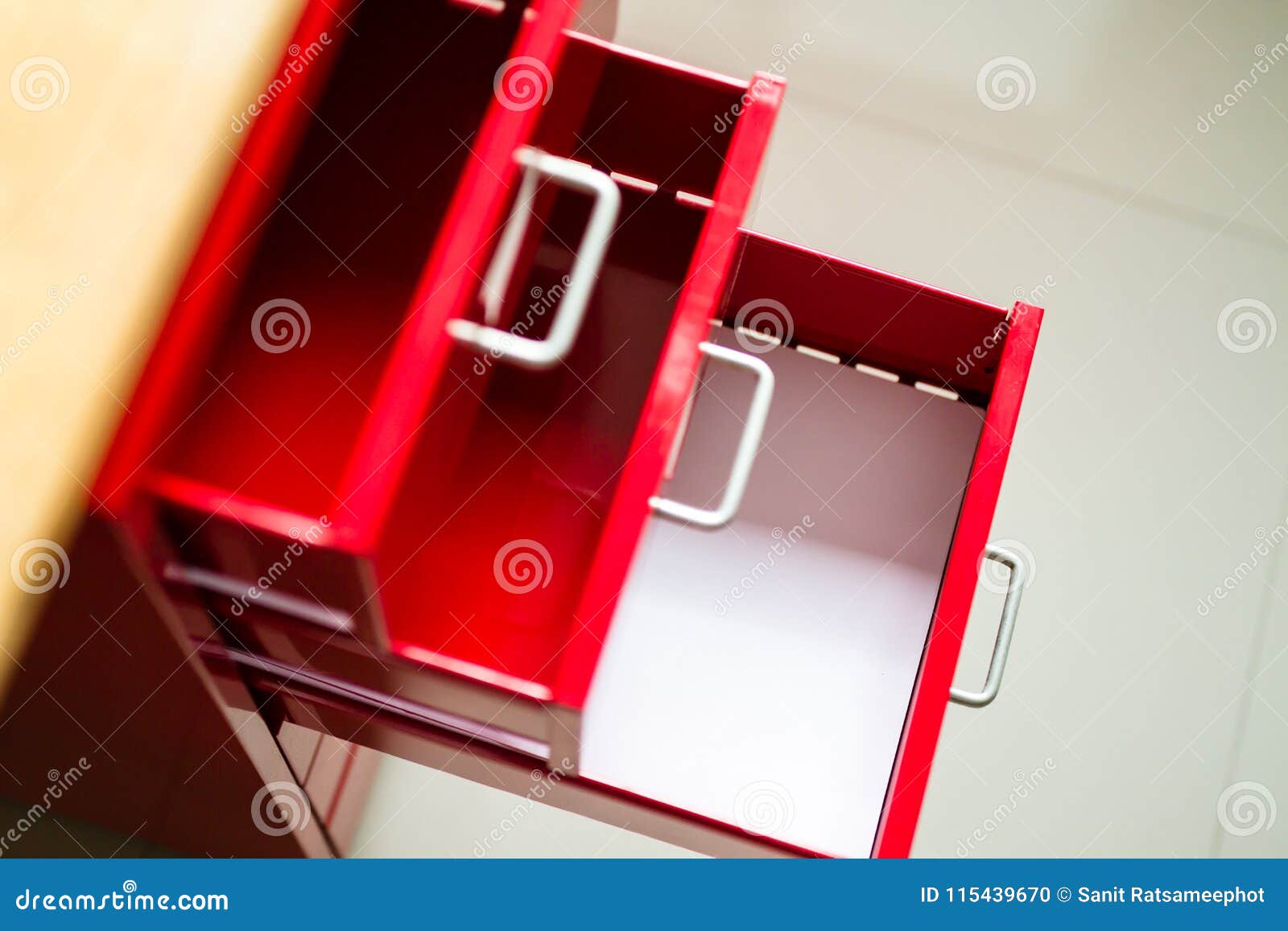 Red Steel Drawer for Documents. Stock Photo - Image of metal, object ...