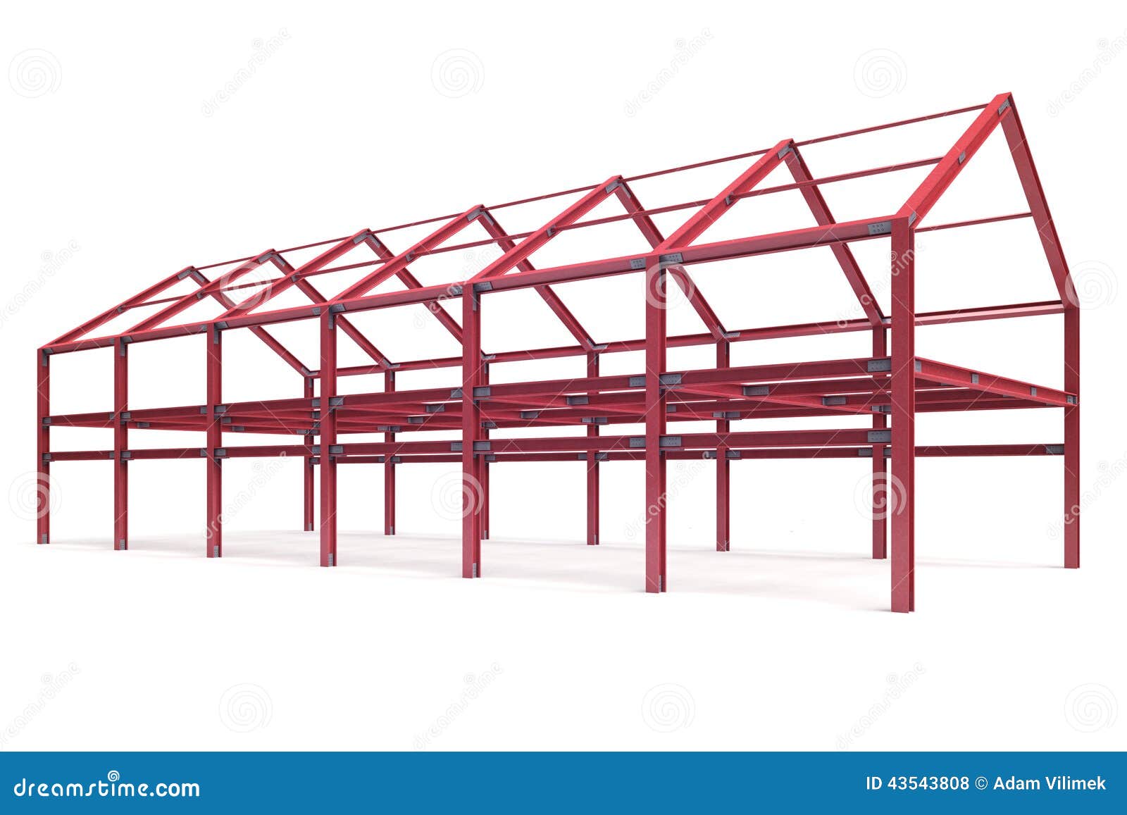 Red Steel Framework Building Angle Perspective View Stock Illustration ...