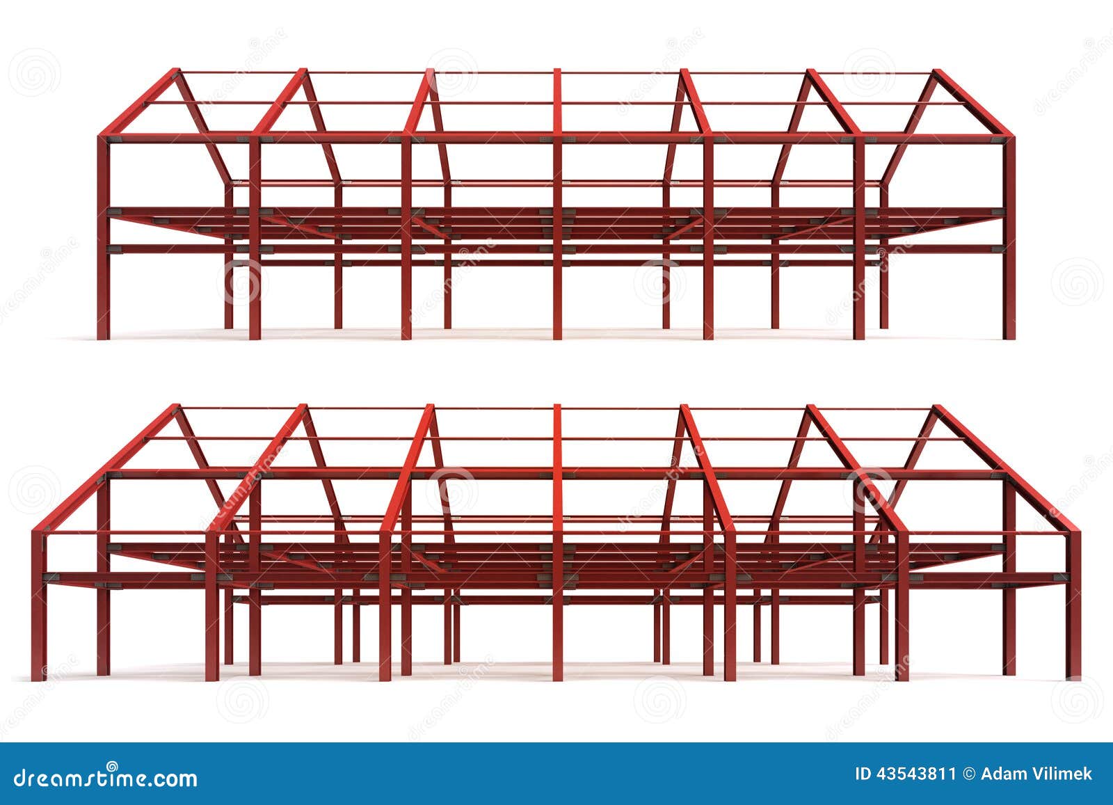 Red Steel Framework Building Side Perspective View Rendering Stock ...