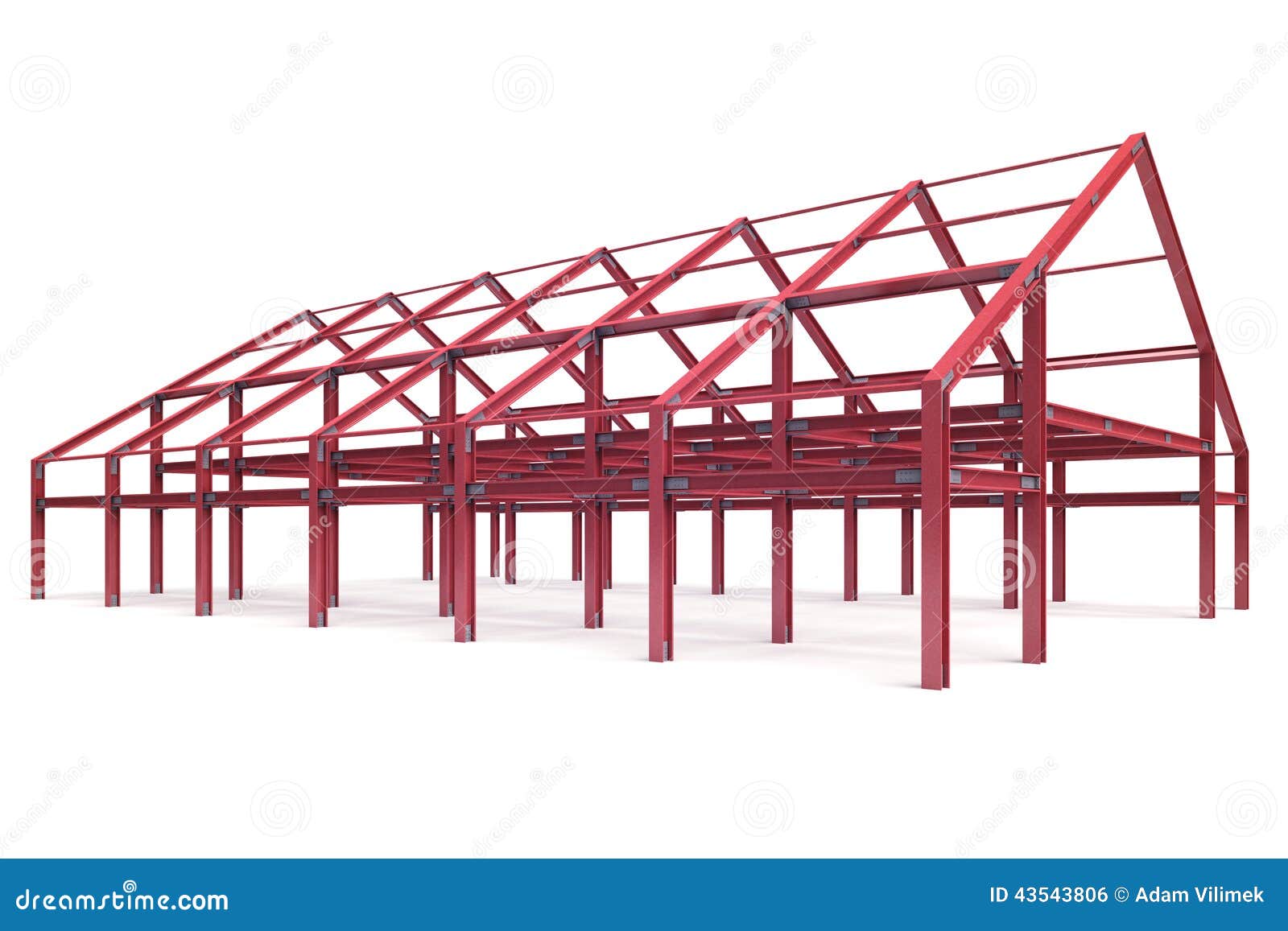 Red Steel Framework Wide Building Angle Perspective View Stock ...