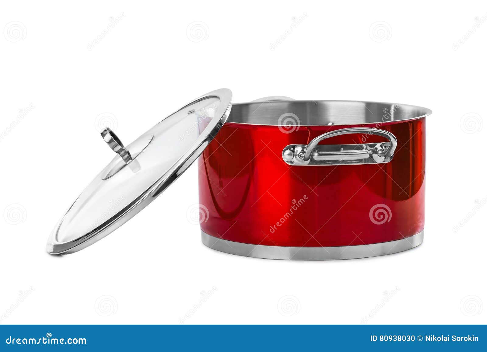 Red steel pan stock photo. Image of frying, isolated - 80938030