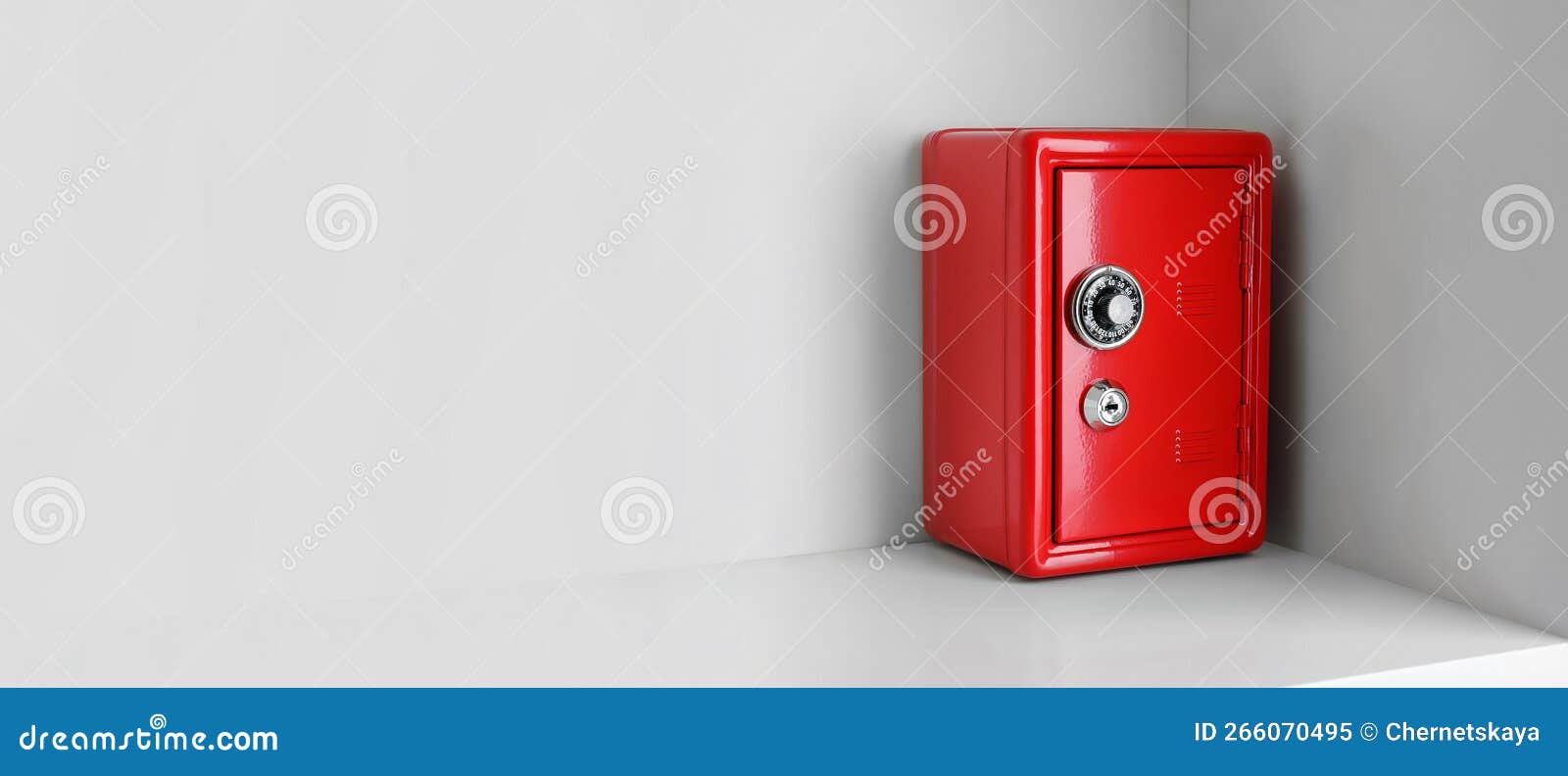 Red Steel Safe with Mechanical Combination Lock on Shelf, Space for ...