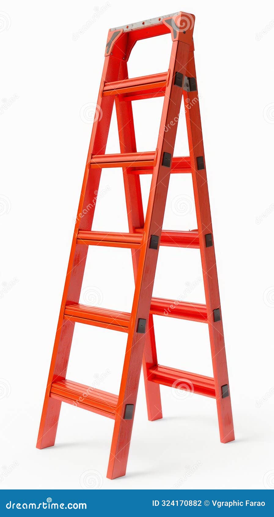 Red Step Ladder with White Background, Isolated Object. Home ...