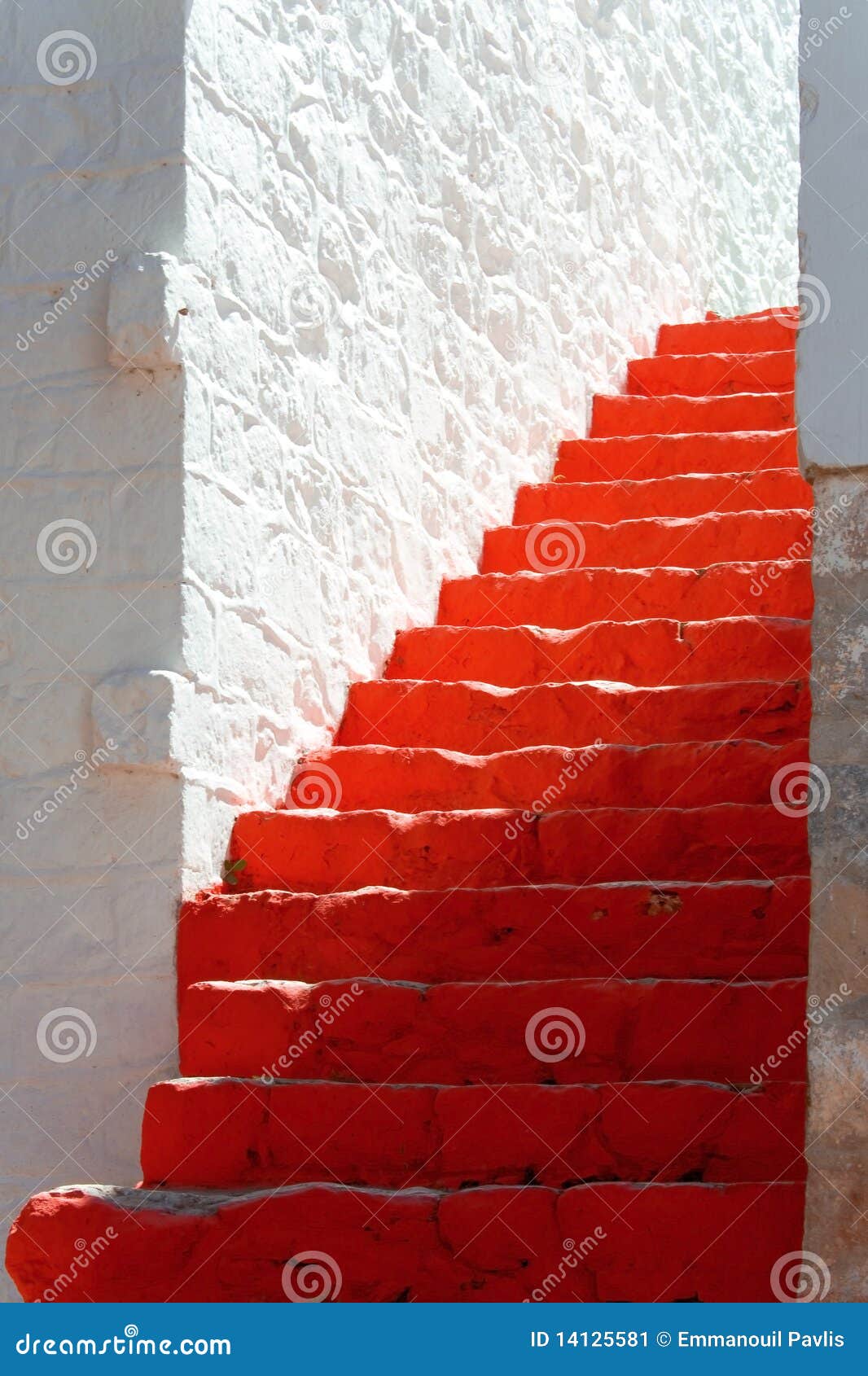 Red steps stock image. Image of greece, street, noon - 14125581