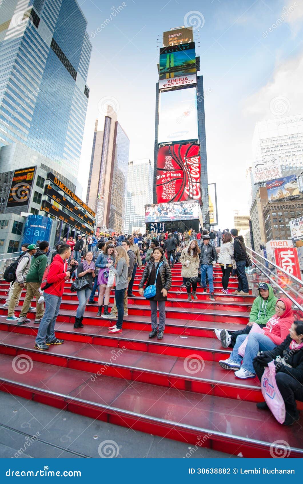 Red Steps at TKTS Booth Times Square Editorial Photography - Image of ...