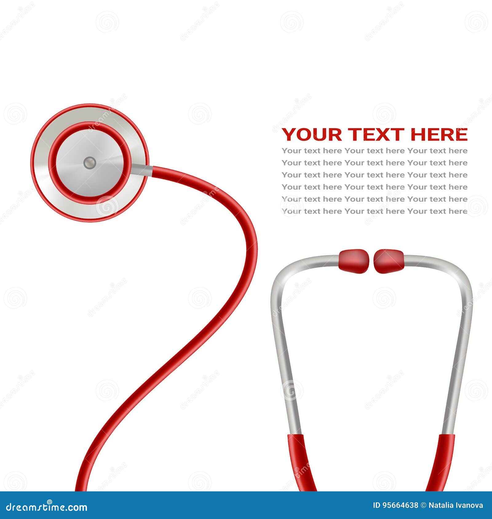 Red Stethoscope Isolated on a White Background. Realistic Vector ...