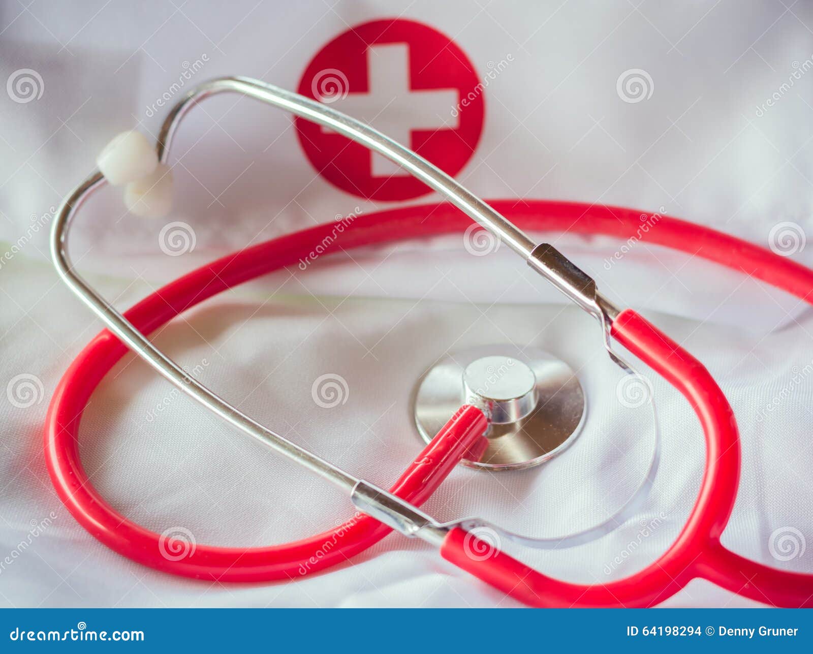 Red Stethoscope on a Lab Coat II Stock Photo - Image of medicine, heart ...