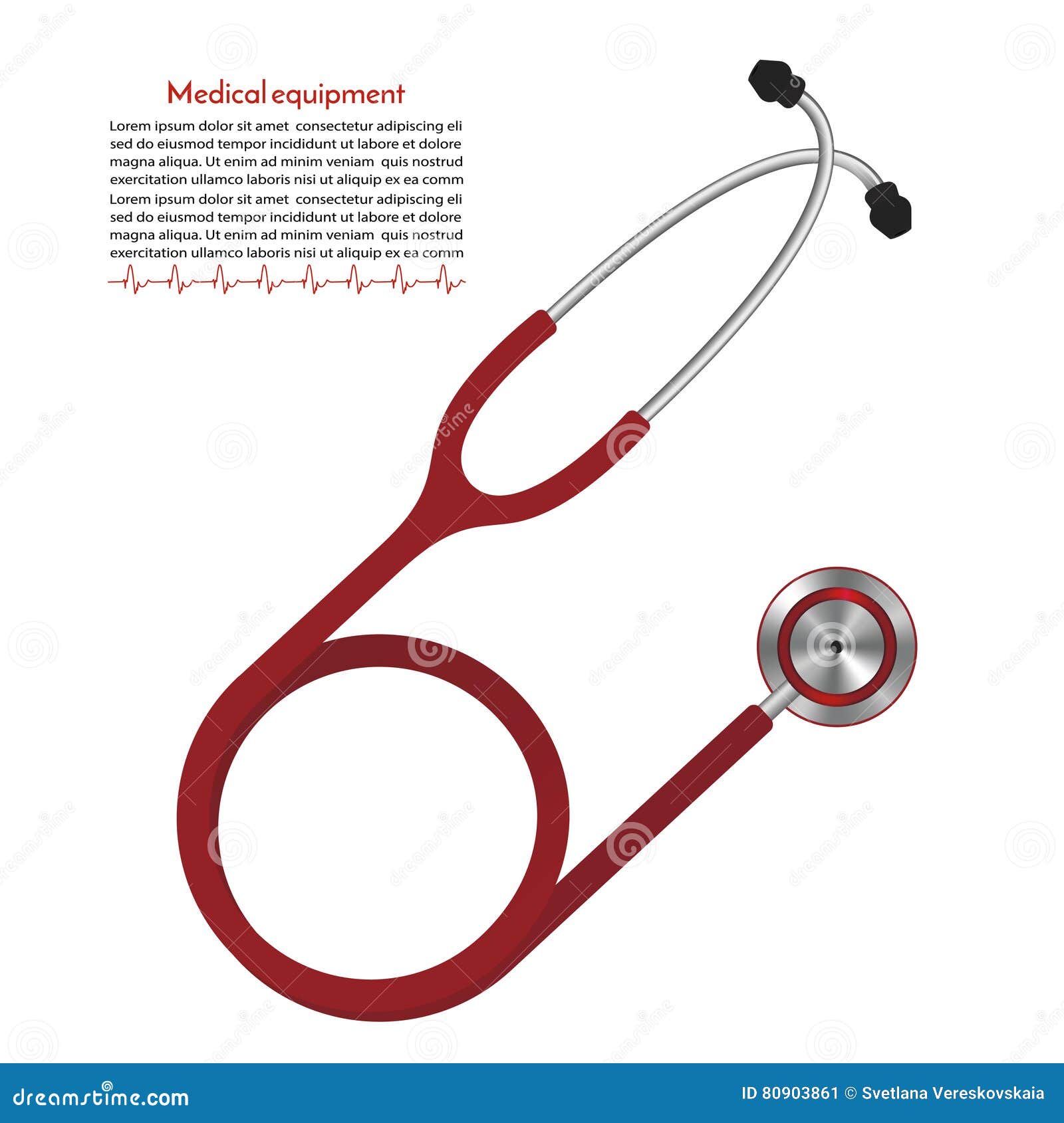 Red Stethoscope. Medical Equipment For Heart Rate Measurement Cartoon ... Red Stethoscope. Medical Equipment For Heart Rate Measurement Cartoon ...