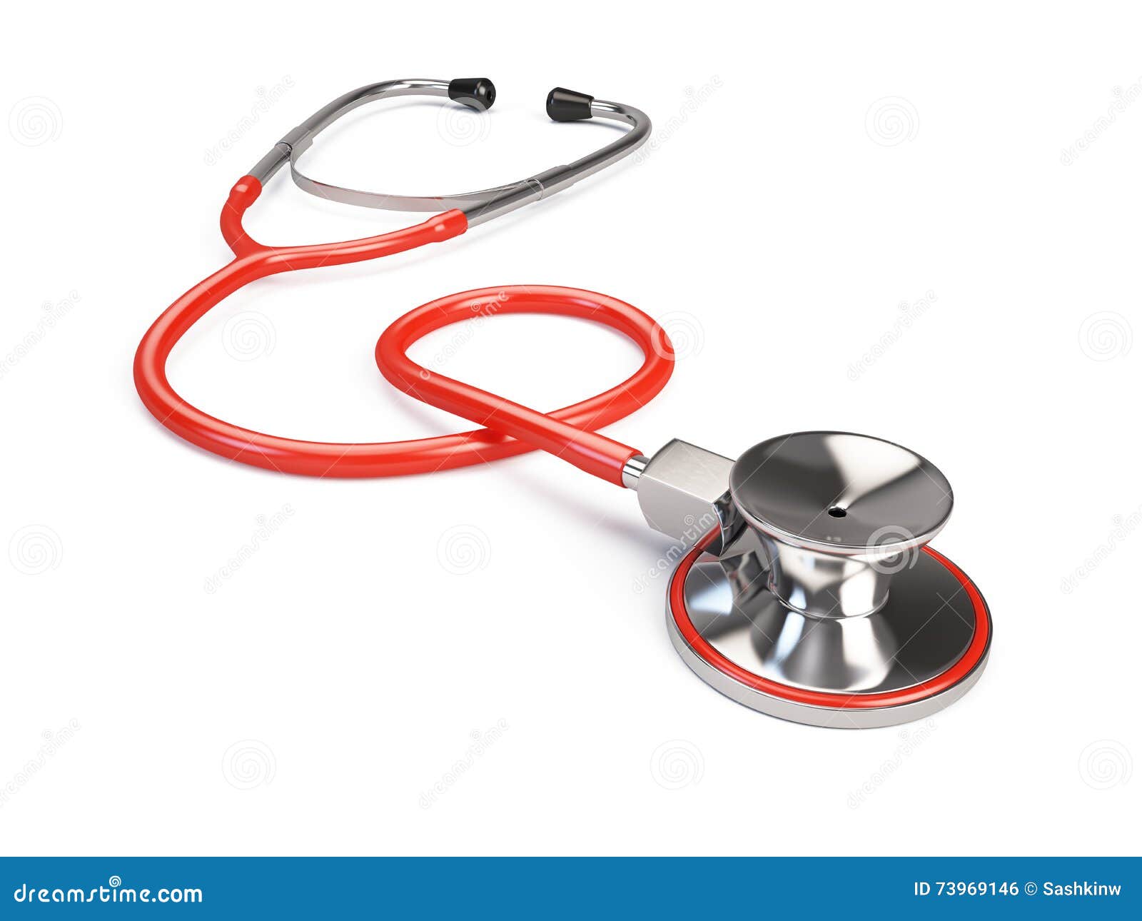 Red Stethoscope on white stock illustration. Illustration of cardiac ...