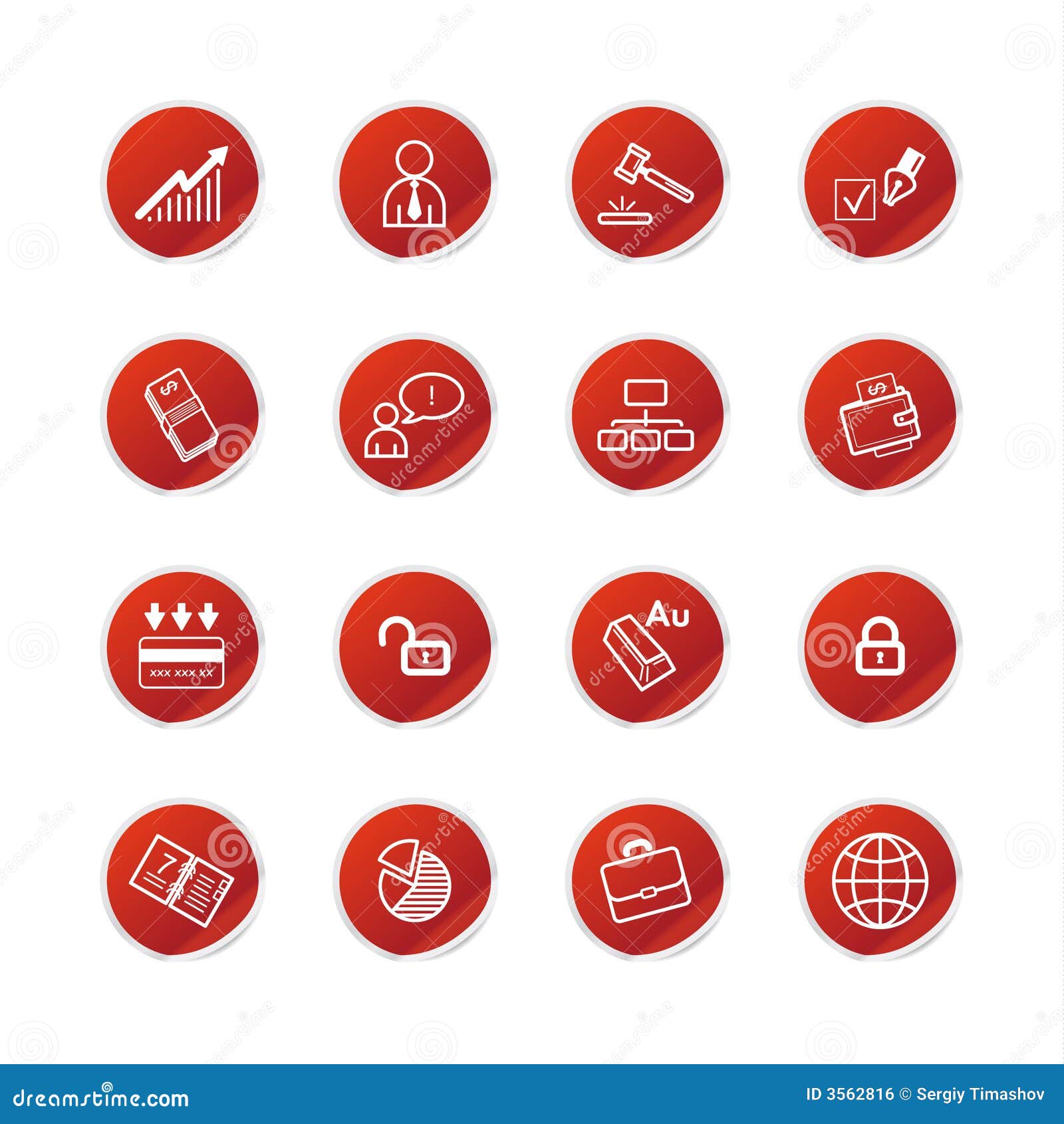 Red sticker business icons stock vector. Illustration of global - 3562816