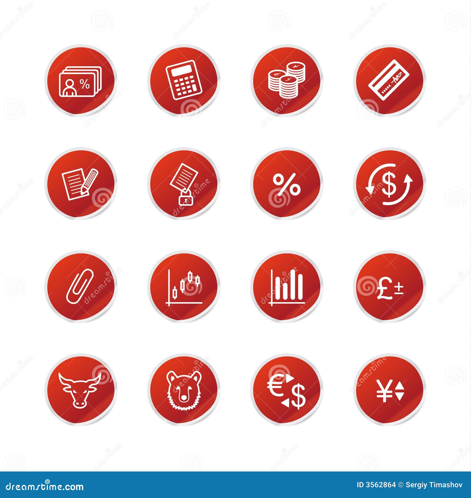 Red sticker finance icons stock vector. Illustration of circle - 3562864