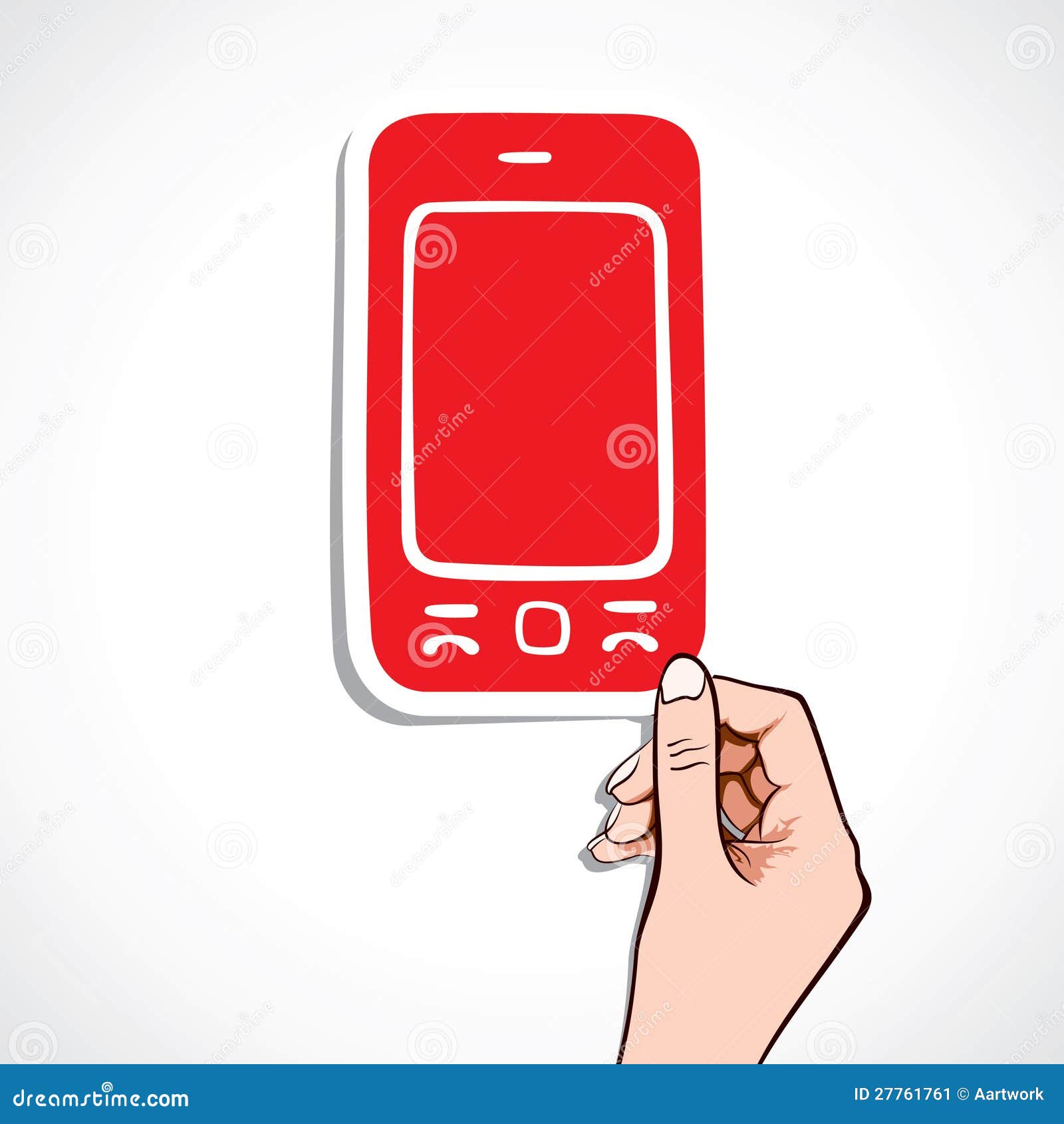 Red Sticker of Mobile in Hand Stock Vector - Illustration of number ...